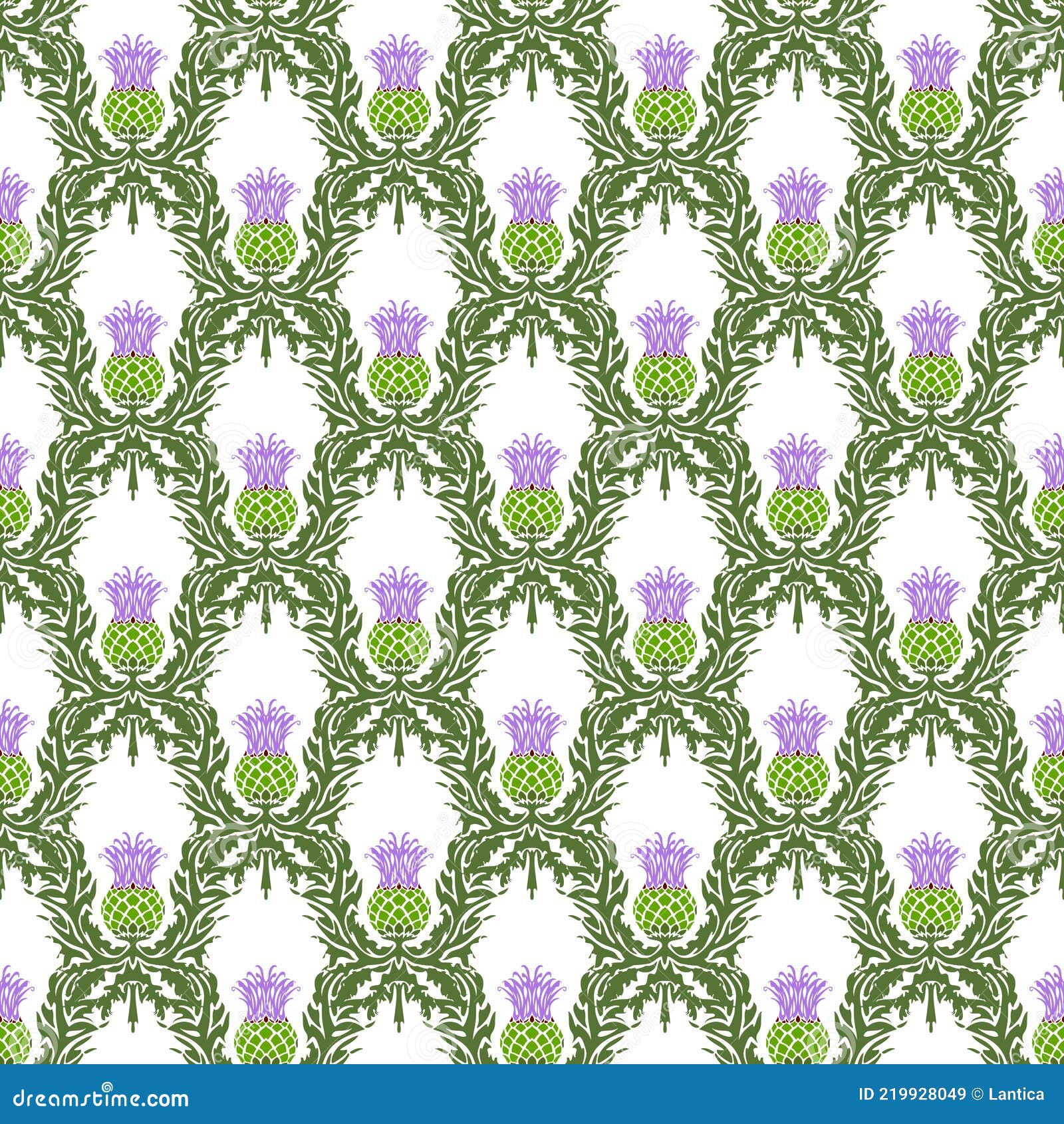 A Repeating Pattern of Thistle, the Symbol of Scotland, a Sharp Flower ...