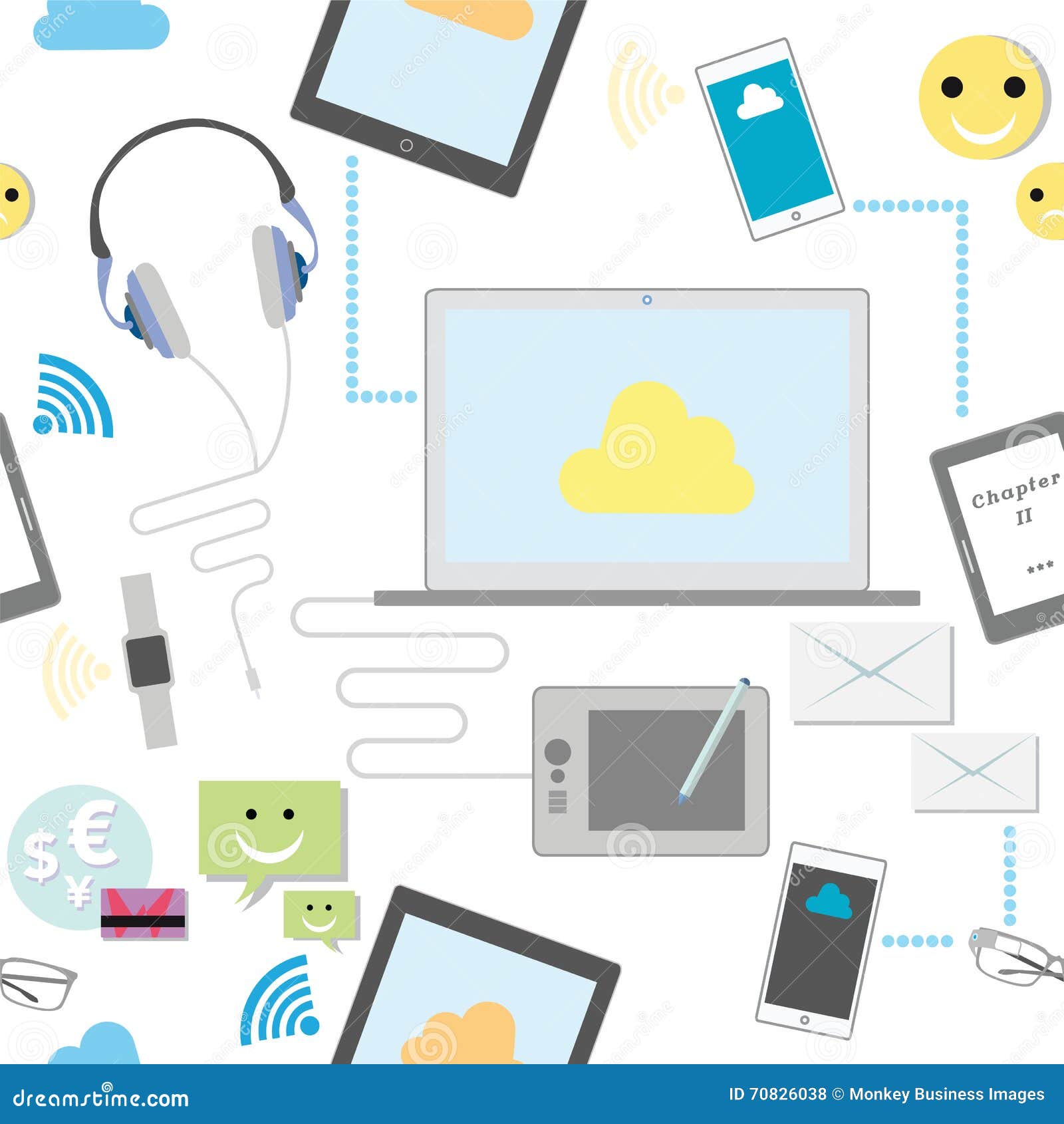 Repeating Pattern Vector of Communication Technology Devices Stock ...