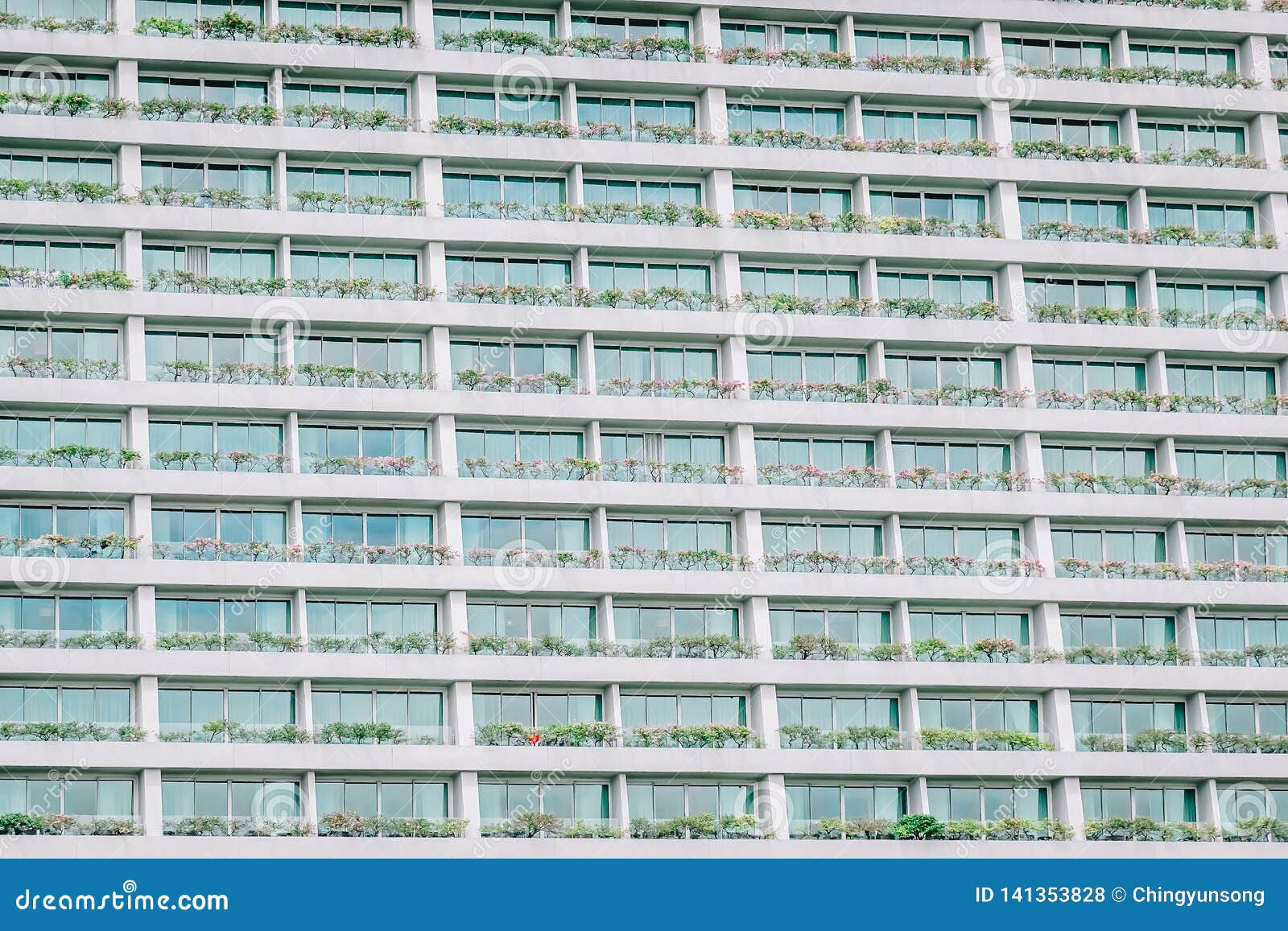 Repeating Pattern of Windows and Balcony for Background. Building Front ...