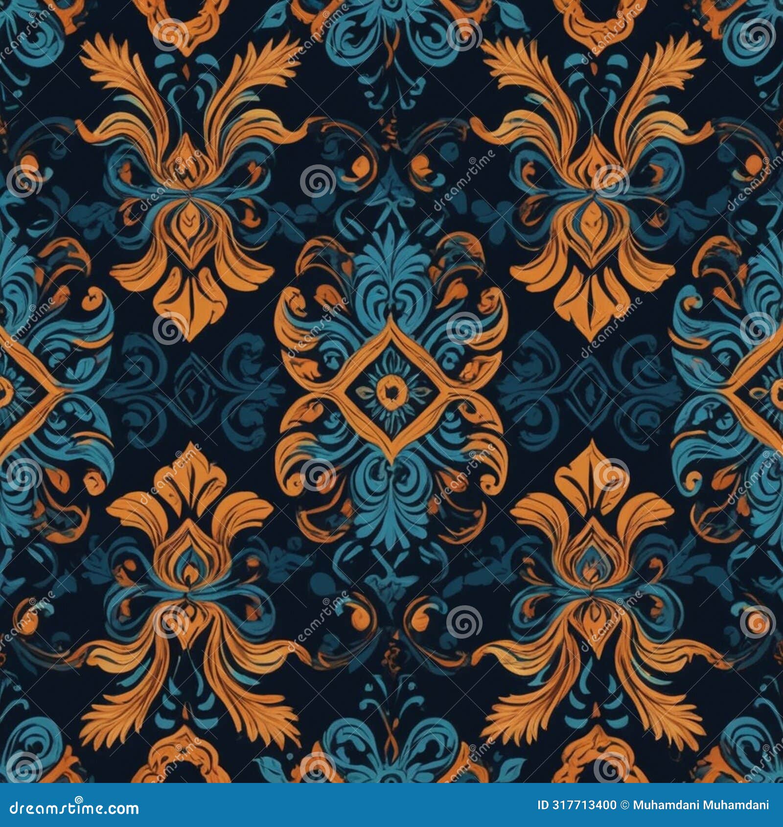 Repeating Patterns Design Batik Bali Blue Fire,printable Art,wall Decor ...