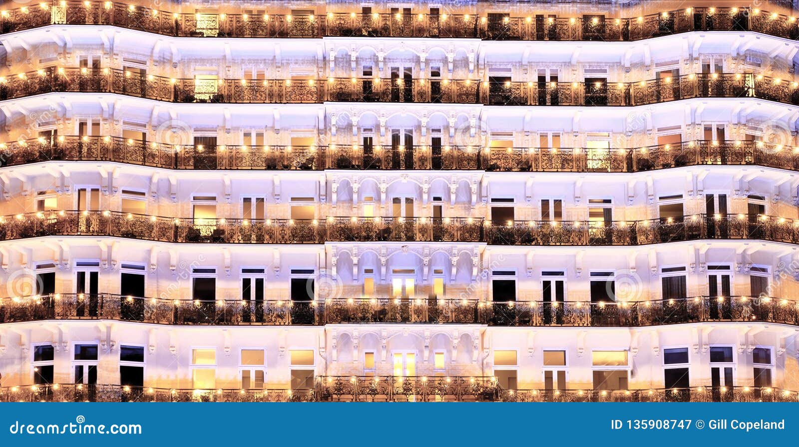 The Repeating Patterns of the Front of a Grand Regency Hotel Building ...
