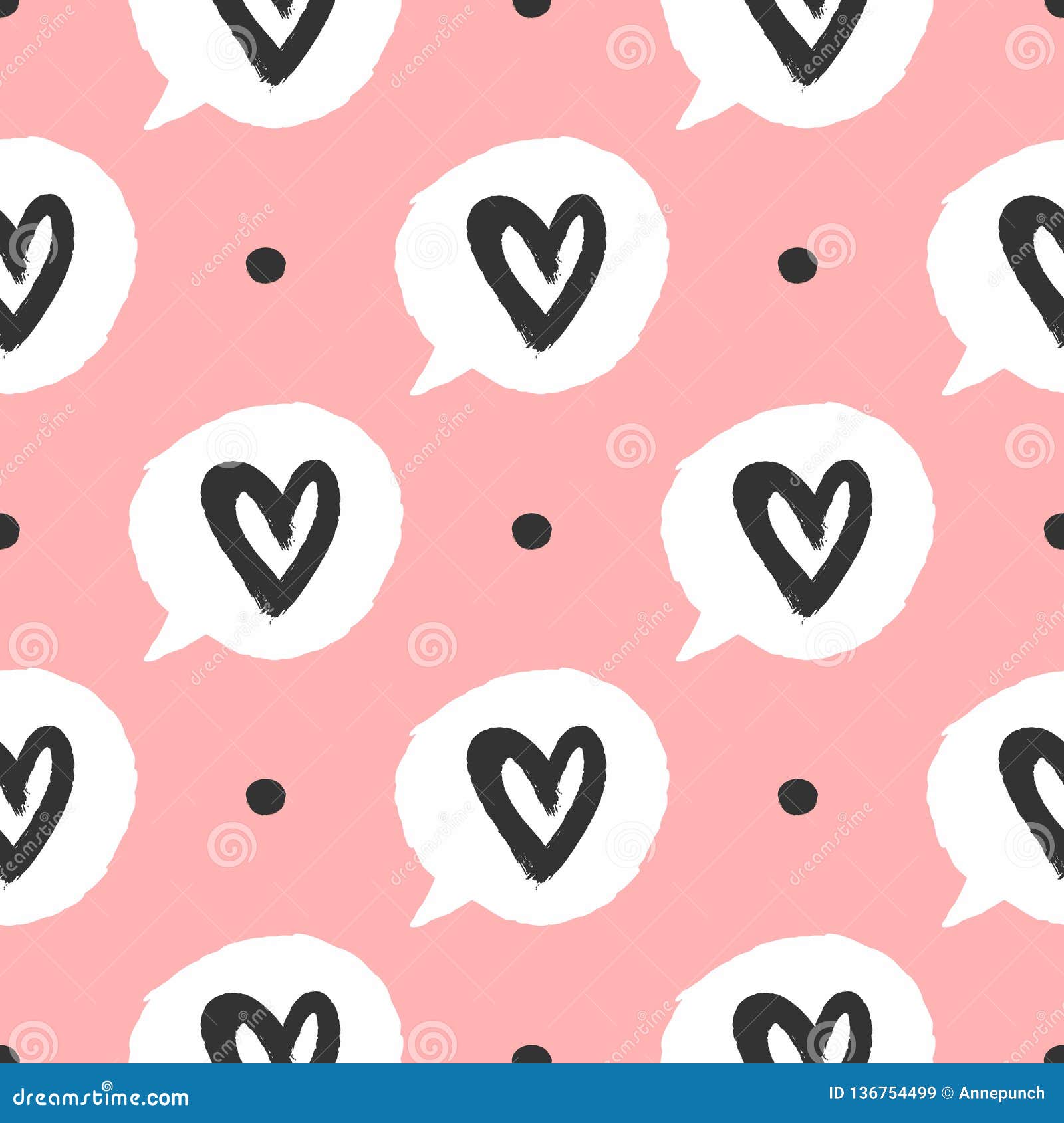 Repeating Round Dots and Bubbles of Speech with Outlines of Hearts ... Repeating Round Dots and Bubbles of Speech with Outlines of Hearts ...