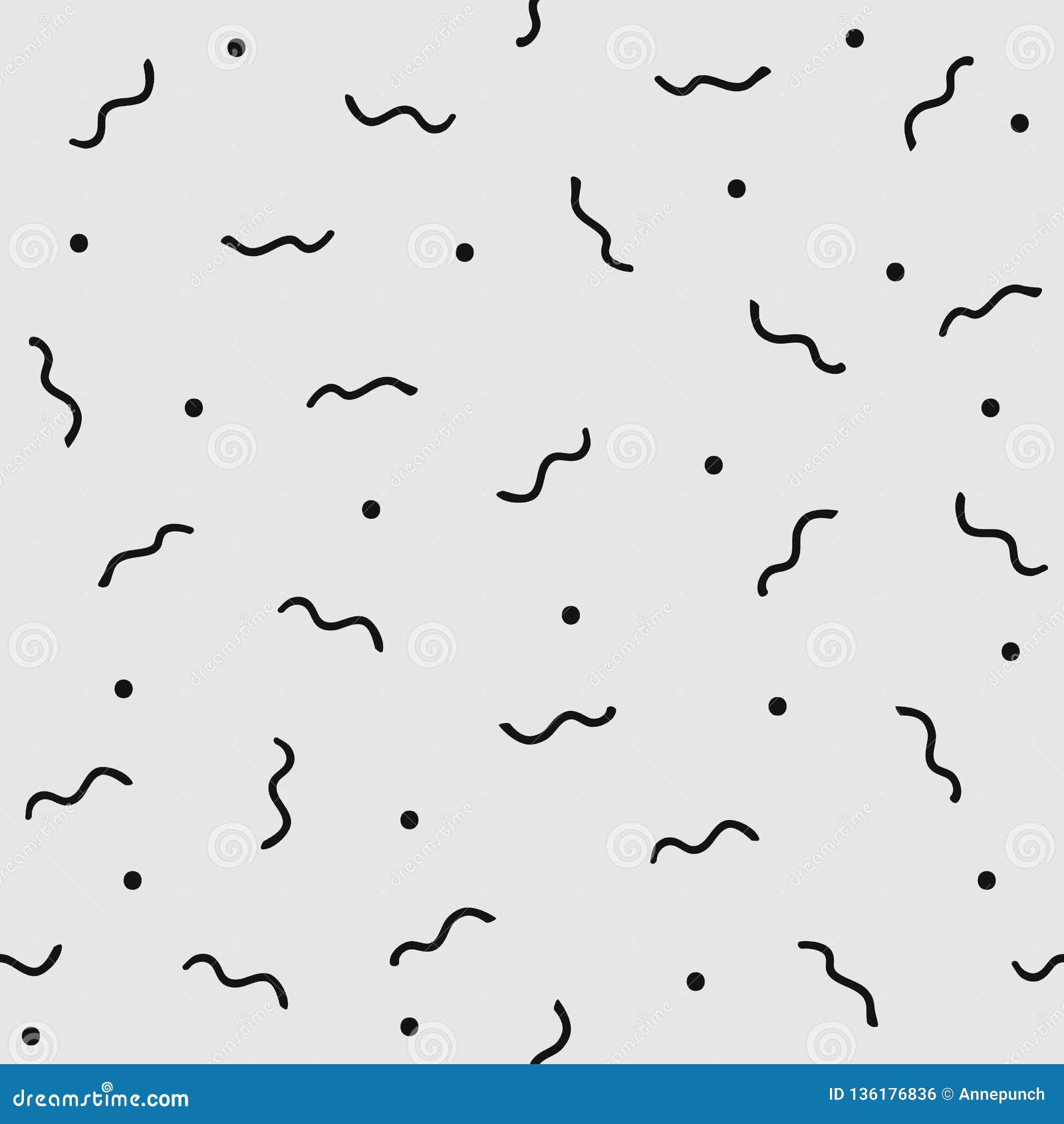 Repeating Round Dots and Curved Short Lines Drawn by Hand. Simple ...