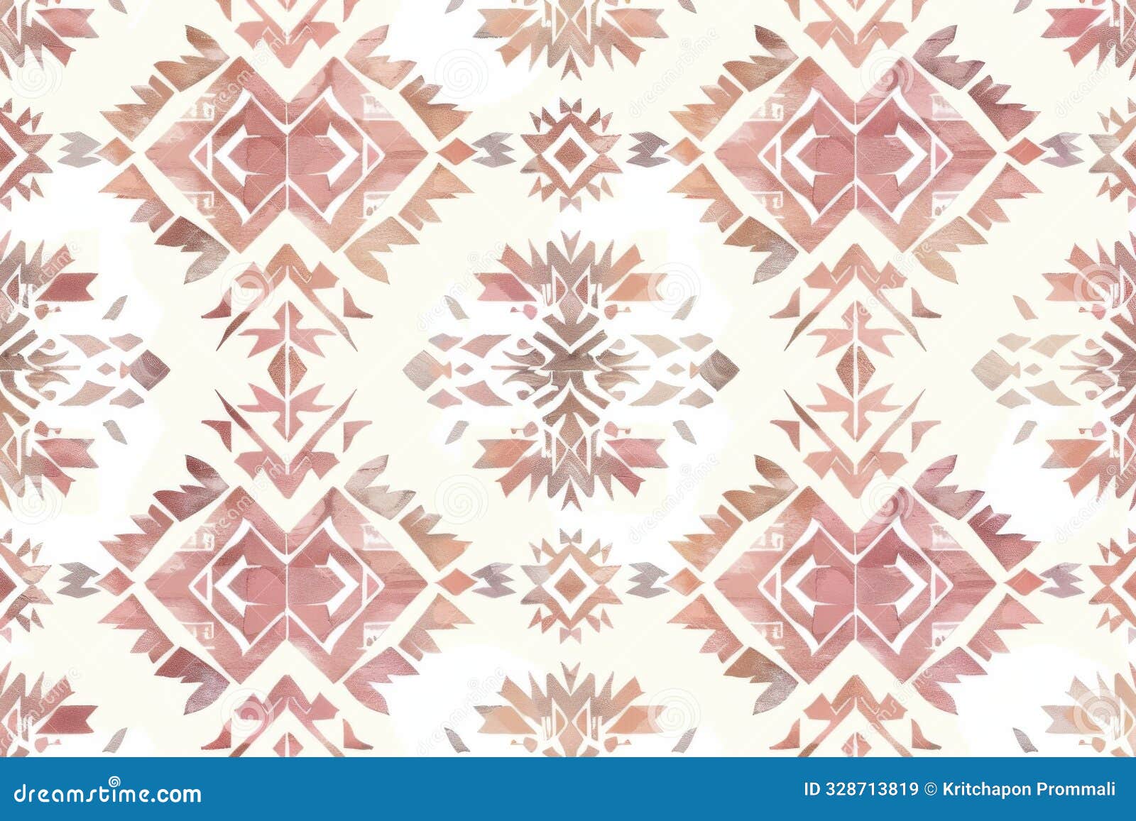 Repeating Seamless Pattern of an Aztec Tribal Design in Muted Pink and ...