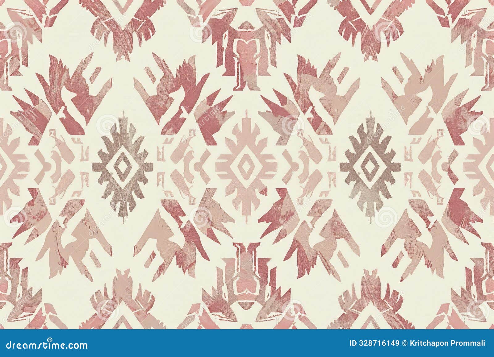 Repeating Seamless Pattern of an Aztec Tribal Design in Muted Pink and ...