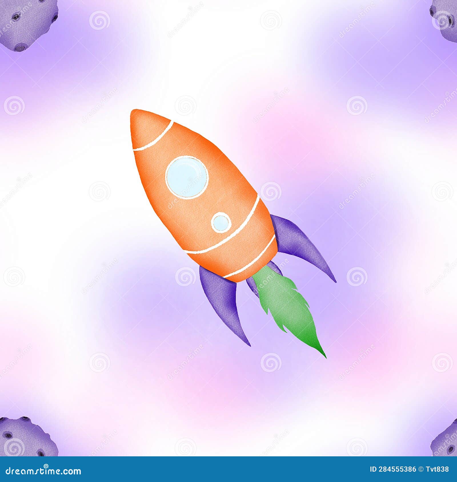 Repeating Seamless Pattern Rocket, Planets, Meteorite, Comet. Cute Baby ...