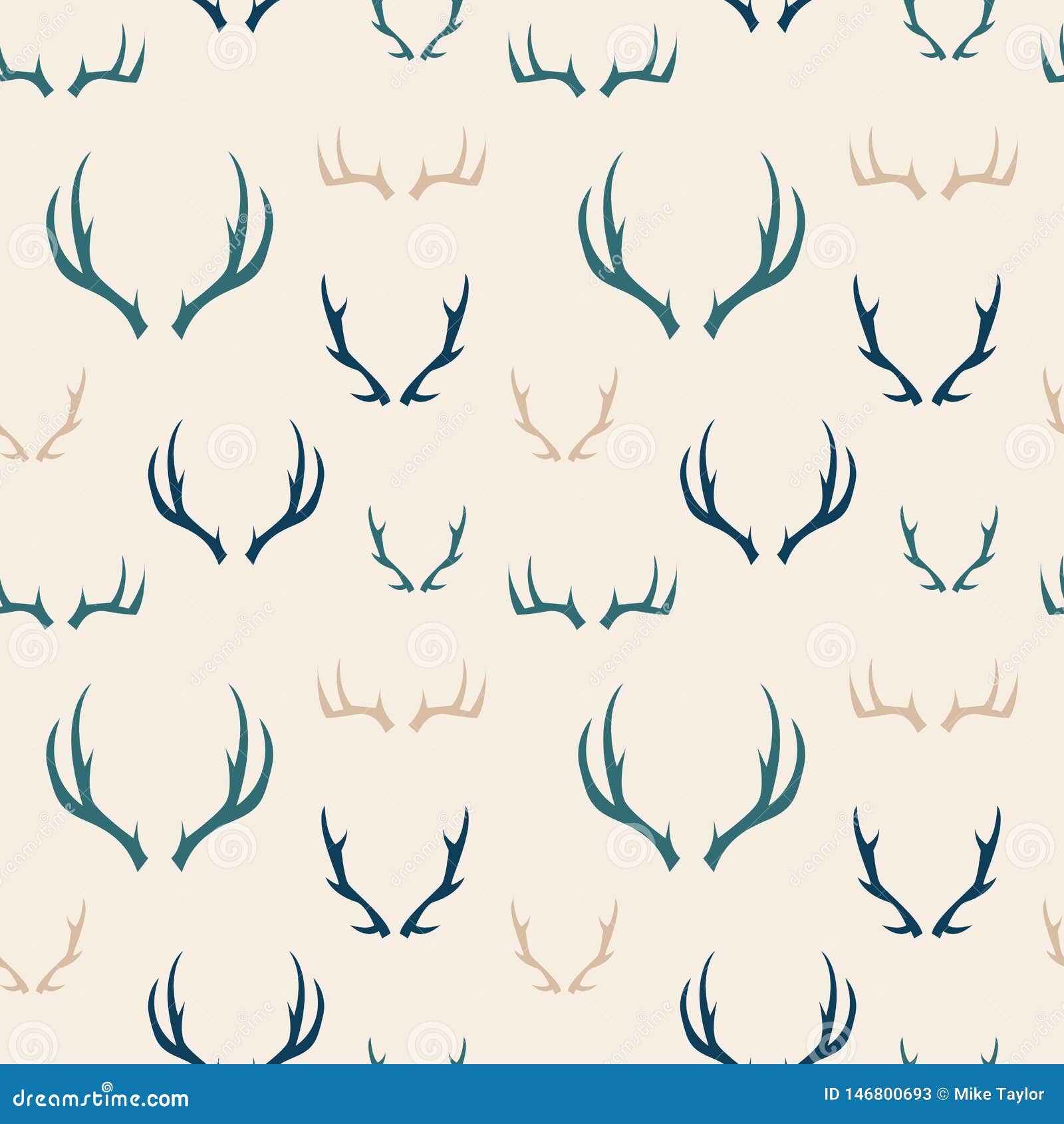 Seamless Antlers Pattern stock vector. Illustration of silhouette ...