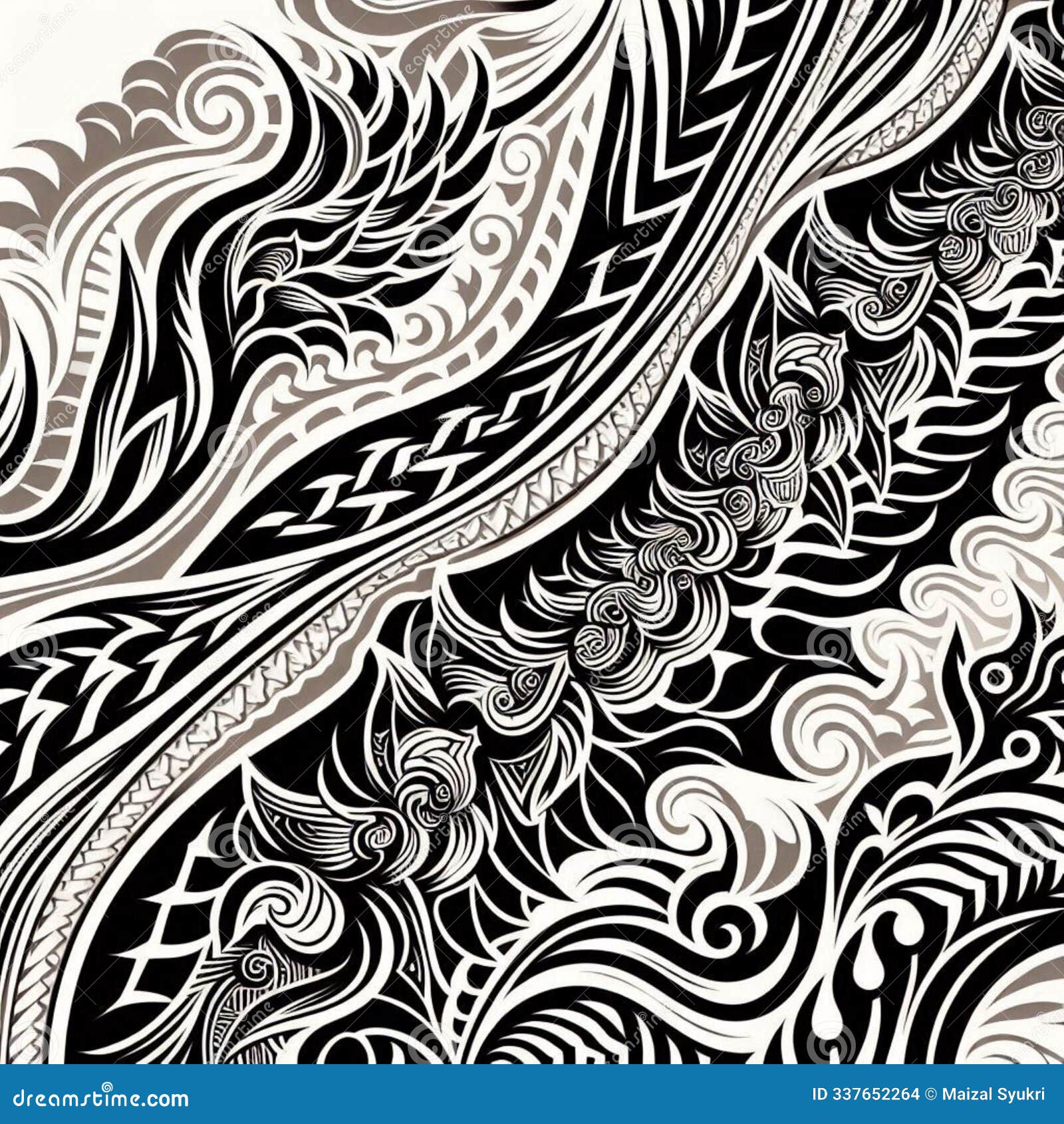 Repeating Silhouette Pattern Inspired by Indonesian Parang Batik with ...