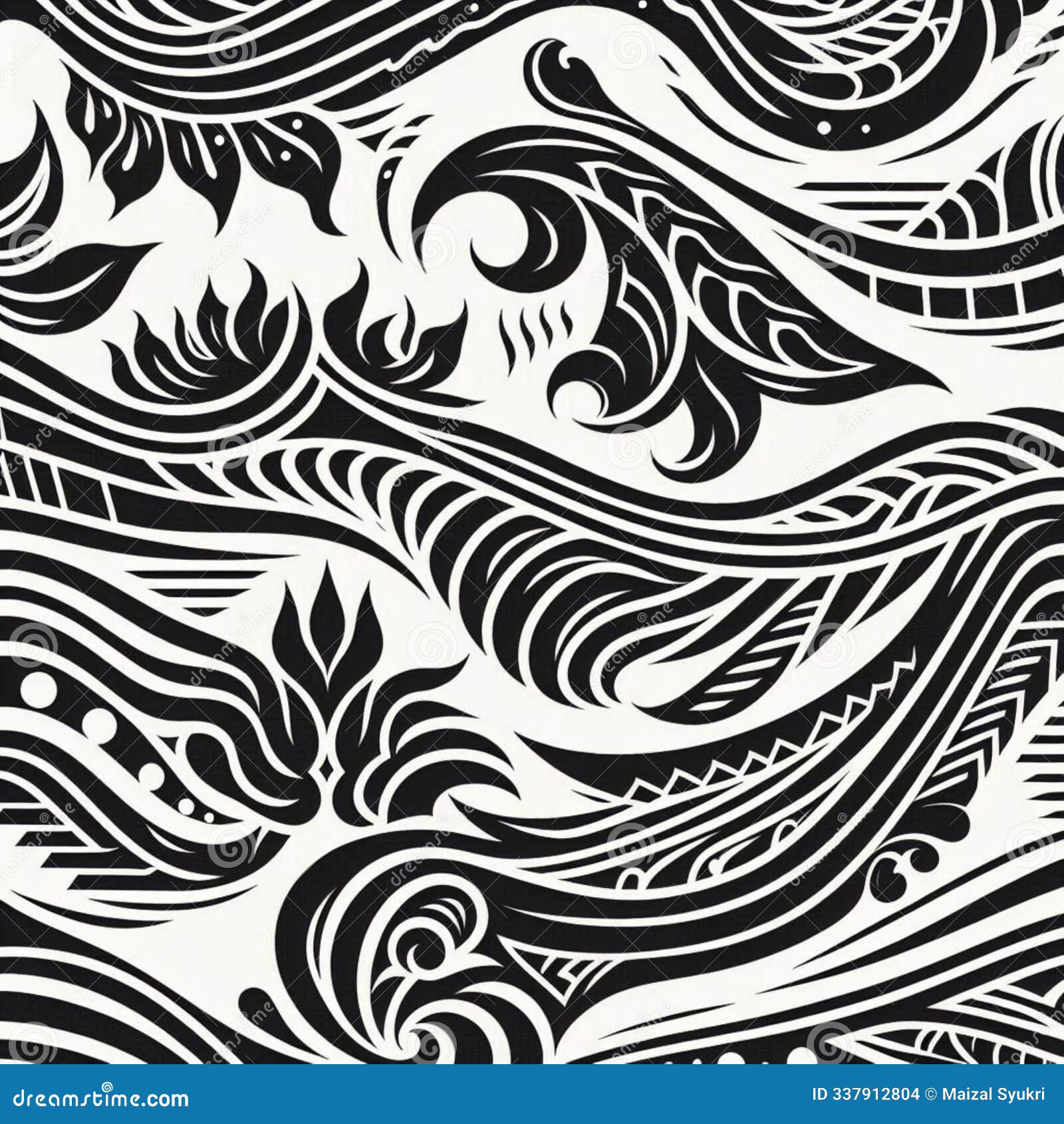 Repeating Silhouette Pattern Inspired by Indonesian Parang Batik with ...