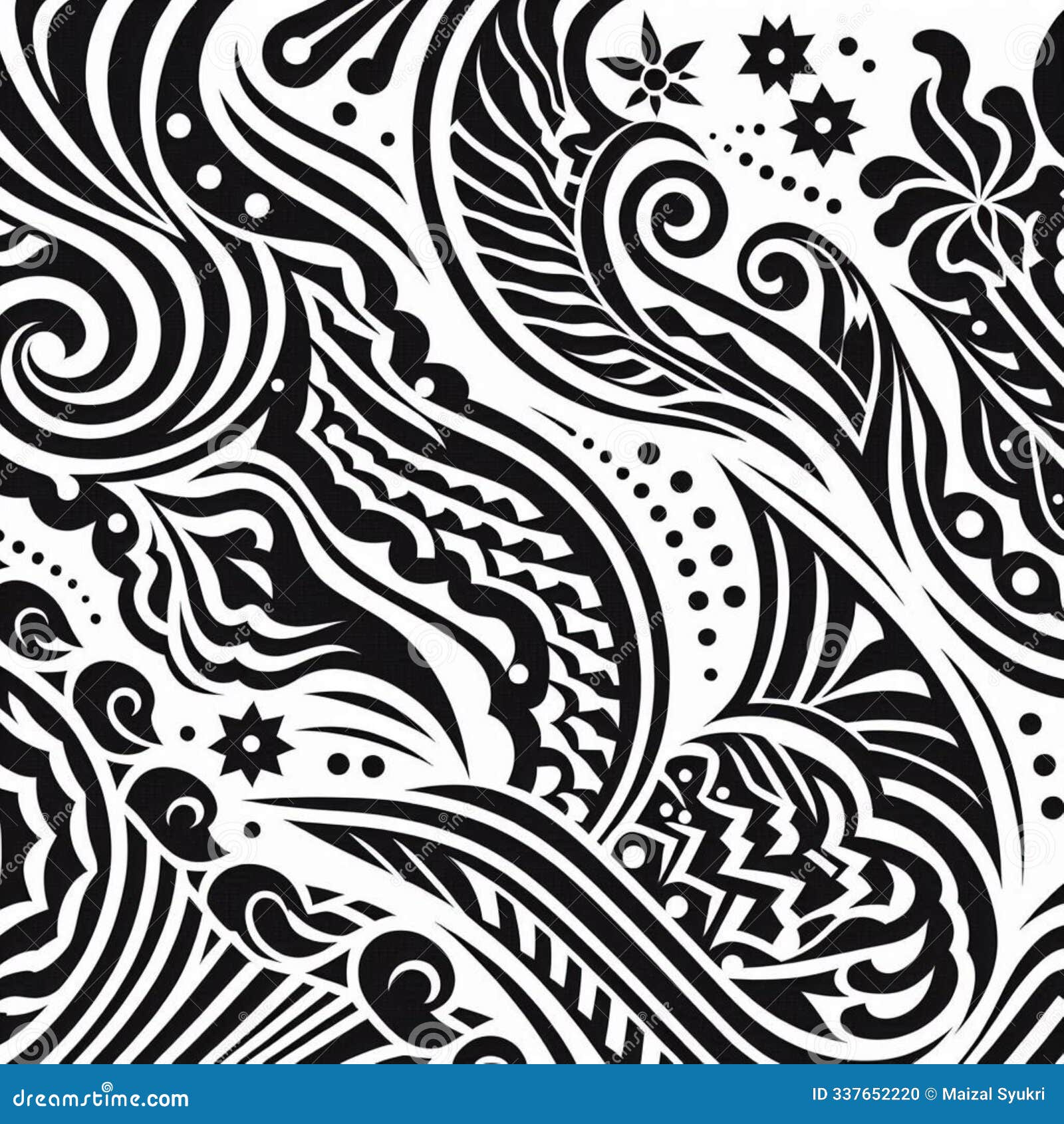 Repeating Silhouette Pattern Inspired by Indonesian Parang Batik with ...