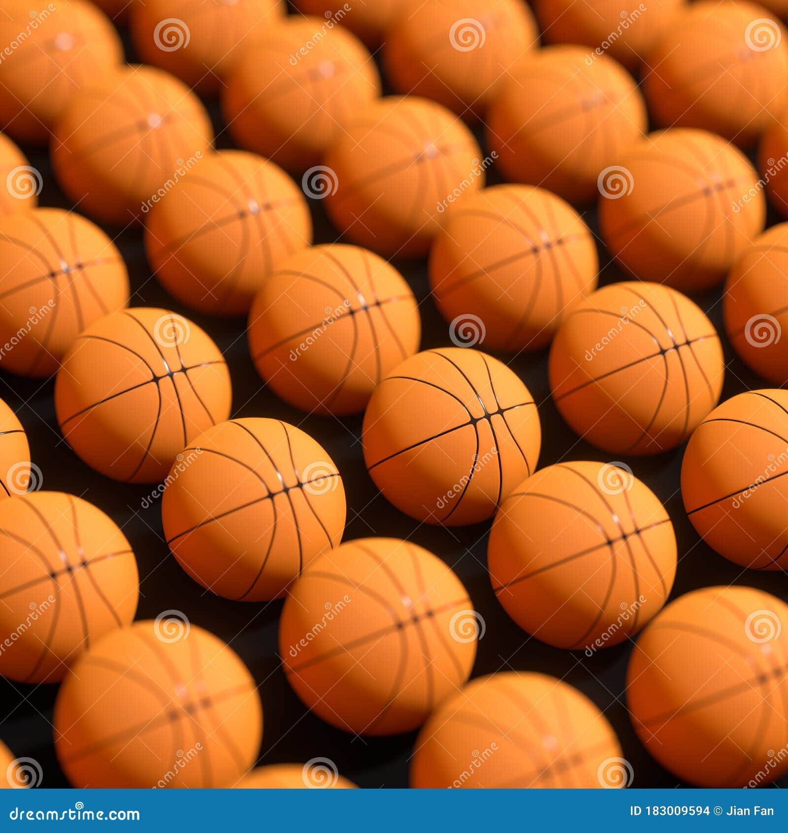 Repeating Sports Ball Pattern with Black Background, 3d Rendering Stock ...