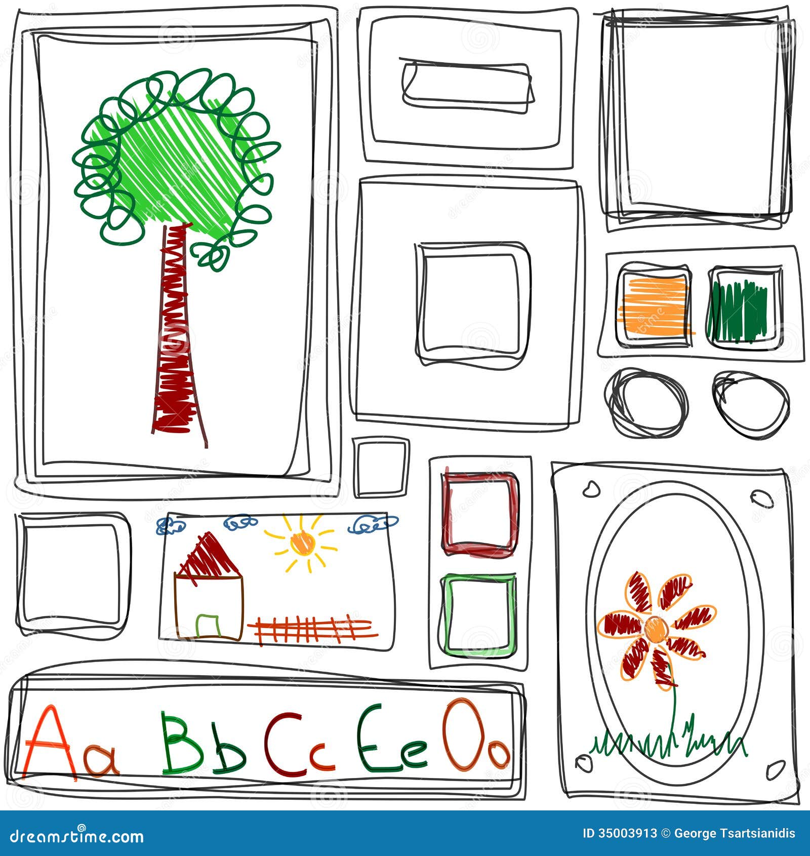 Repeating Texture with Children S Drawing Frames Stock Illustration ...