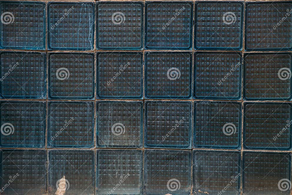 Repeating Texture, Pattern of Blue Glass Windows on an Abandoned ...