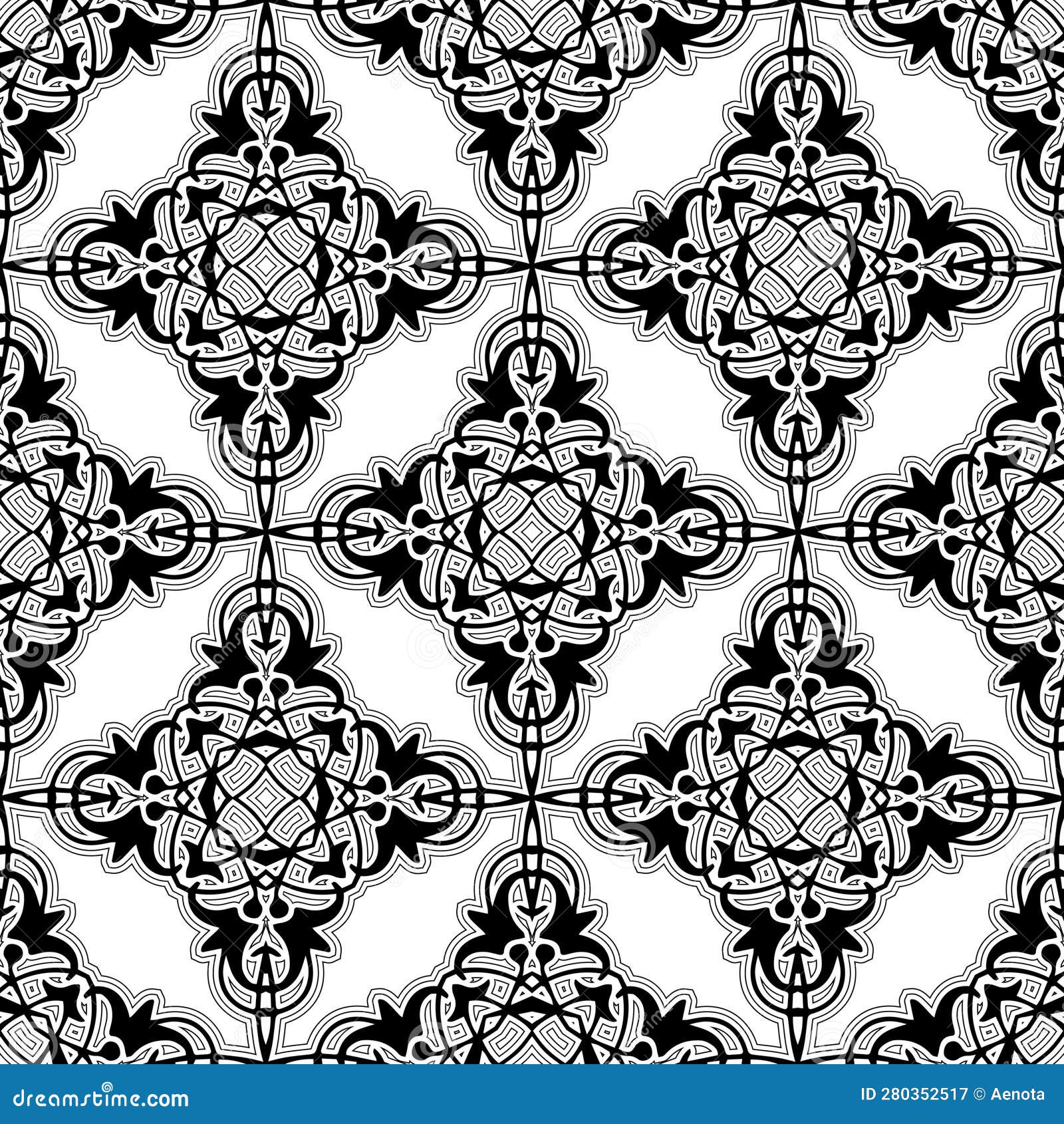 Repeating Vector Damask Pattern Stock Vector - Illustration of arched ...