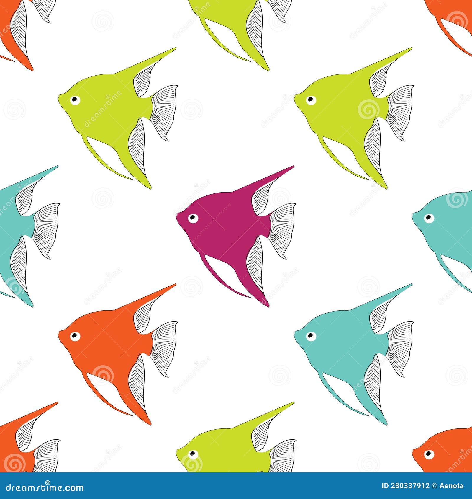 Repeating Vector Pattern with Aquarium Fish Angelfish Stock Vector ...