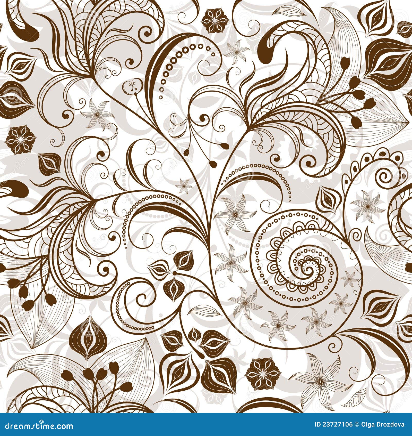 Repeating White-brown Floral Pattern Stock Vector - Illustration of ...