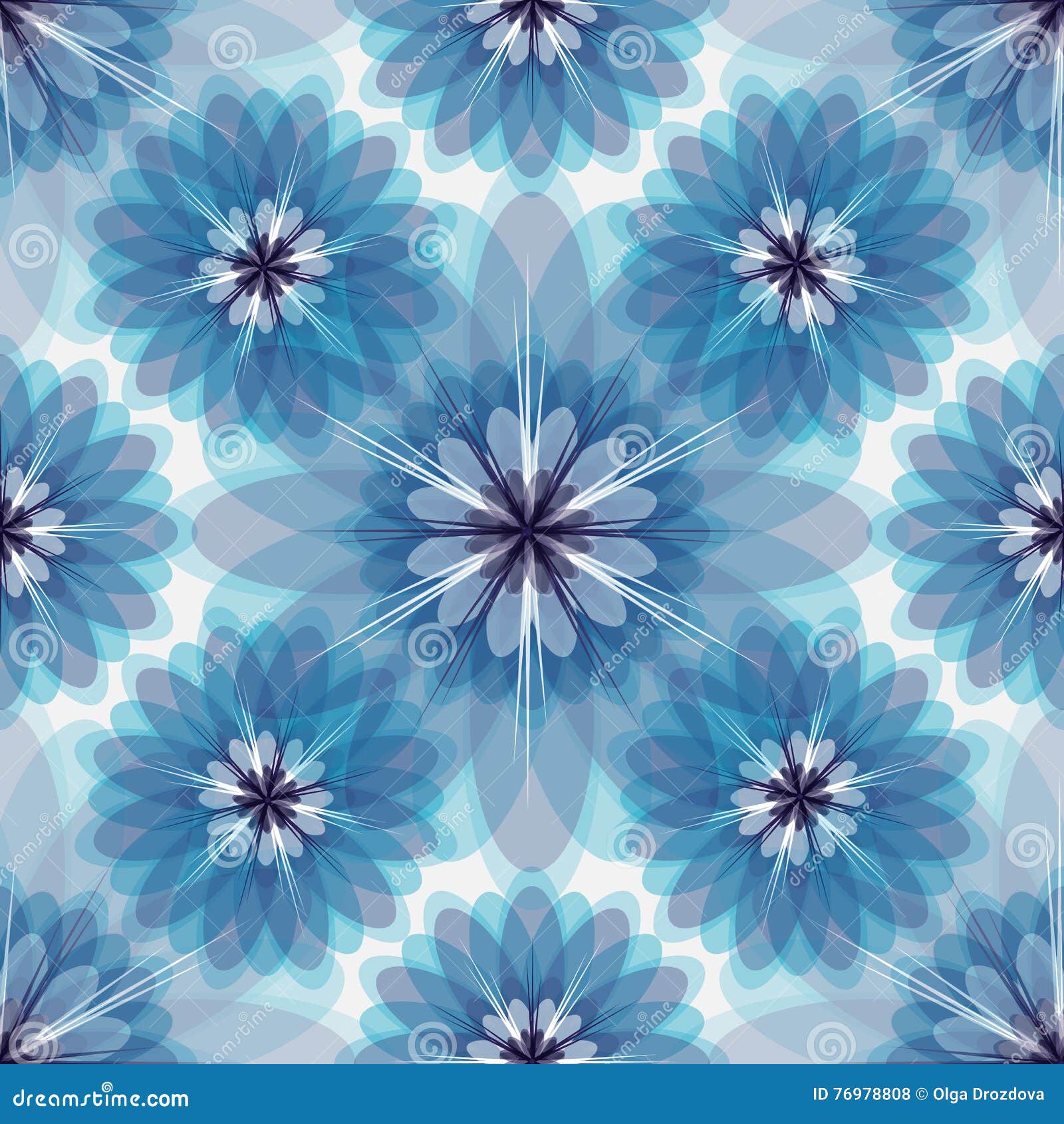Repeating White-grey-blue Floral Pattern Stock Vector - Illustration of ...