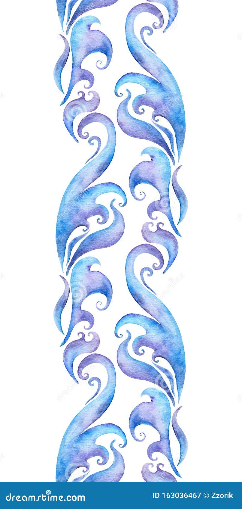 Repeating Winter Border Frame. Watercolor Decorative Ornamental Stripe ...