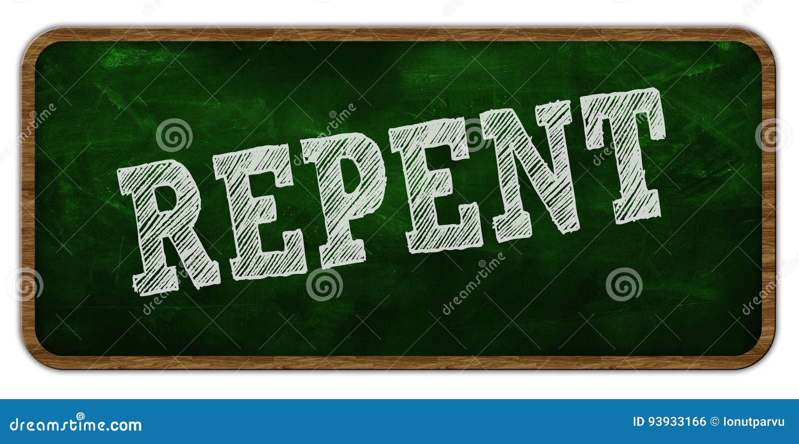 REPENT Escrito Com Giz No Quadro Verde Quadro De Madeira Ilustração ...