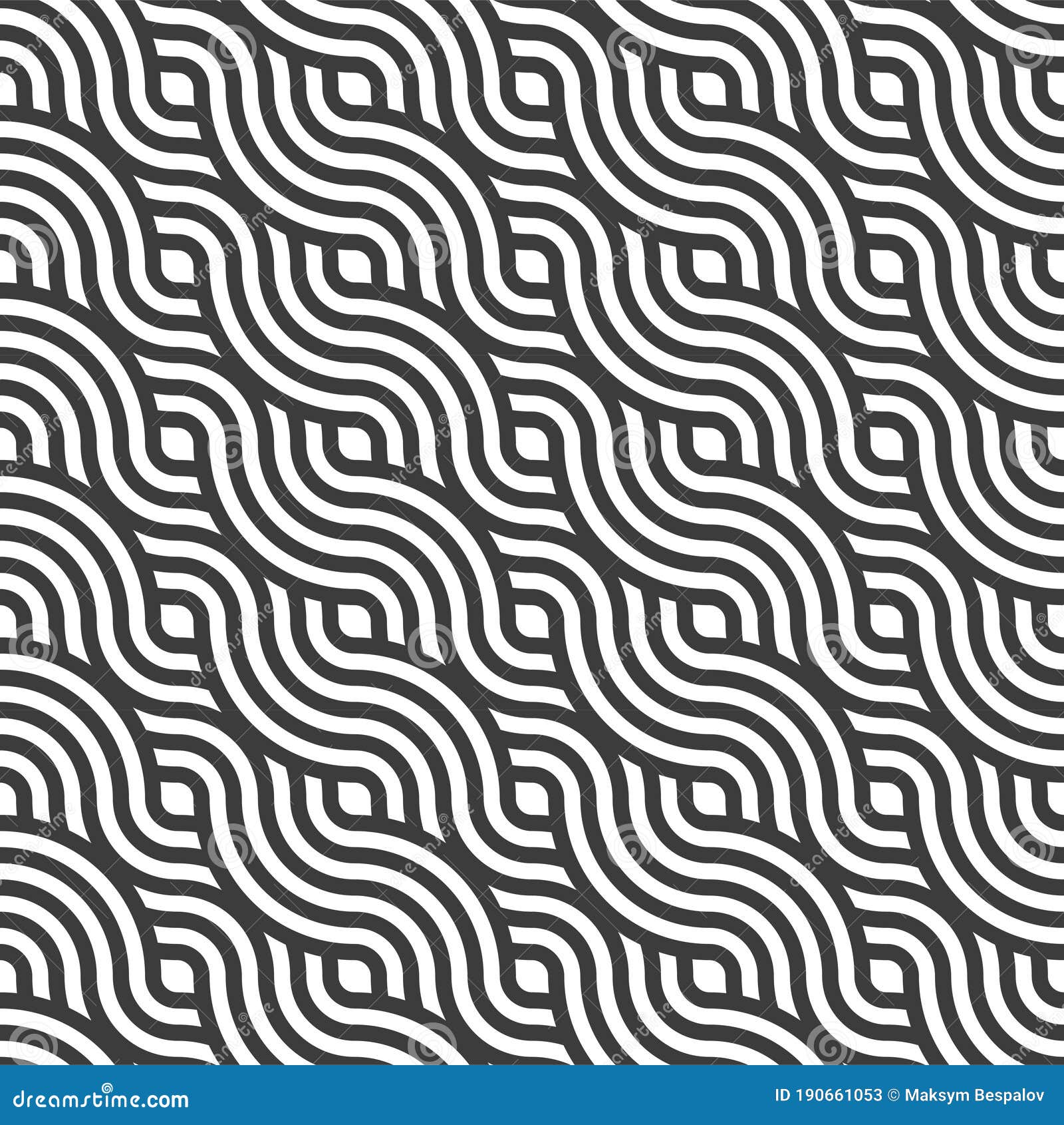 Repetitive Classic Vector Flow Deco Pattern. Repeat Wave Graphic Curly ...