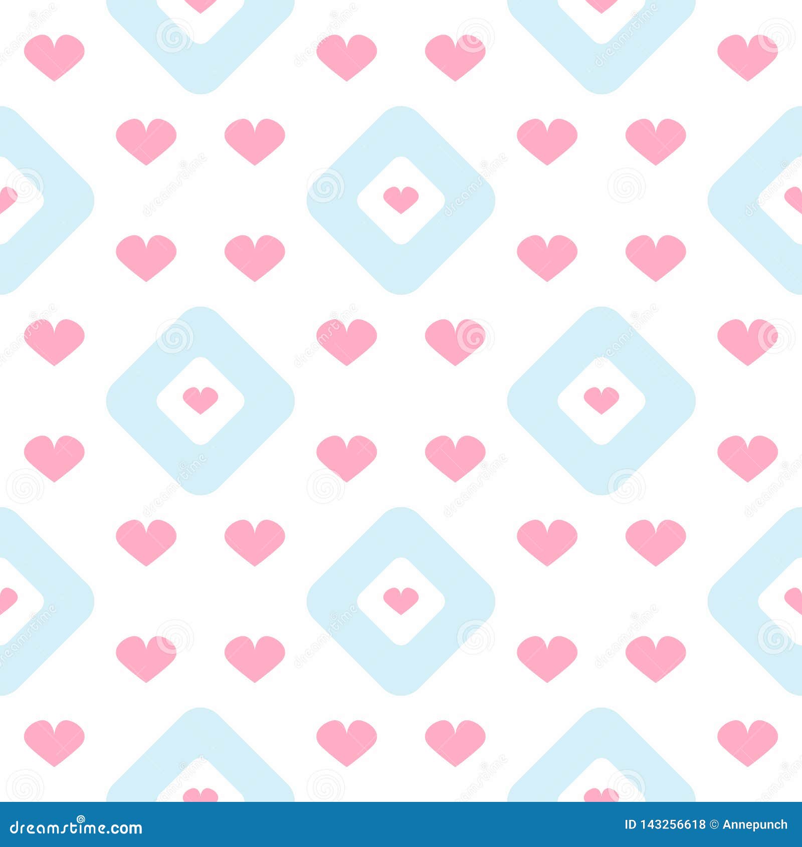 Repetitive Hearts and Rhombuses. Romantic Seamless Pattern Stock Vector ...
