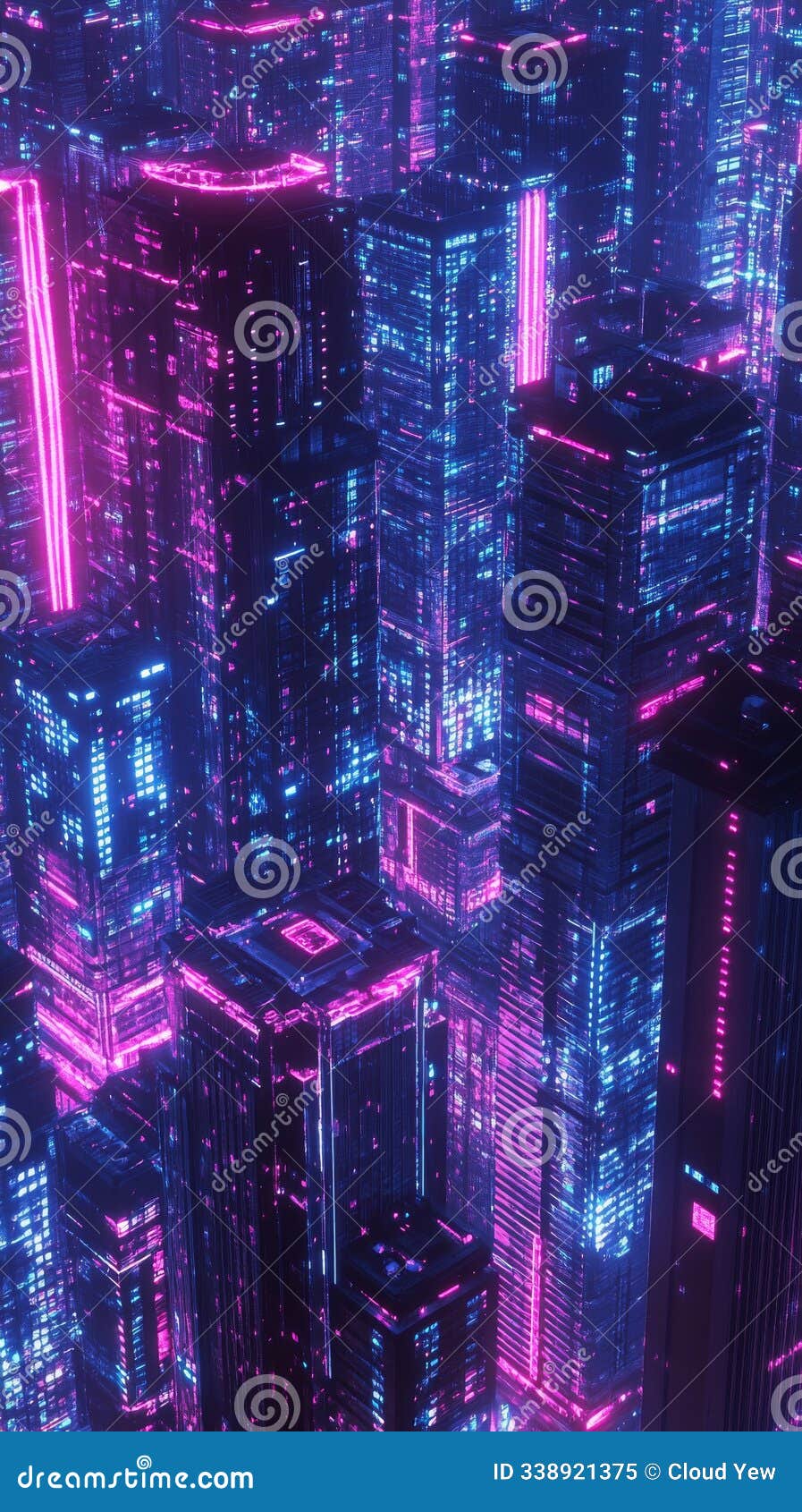 Repetitive Layout of Synthwave-inspired Skyscrapers Stock Illustration ...