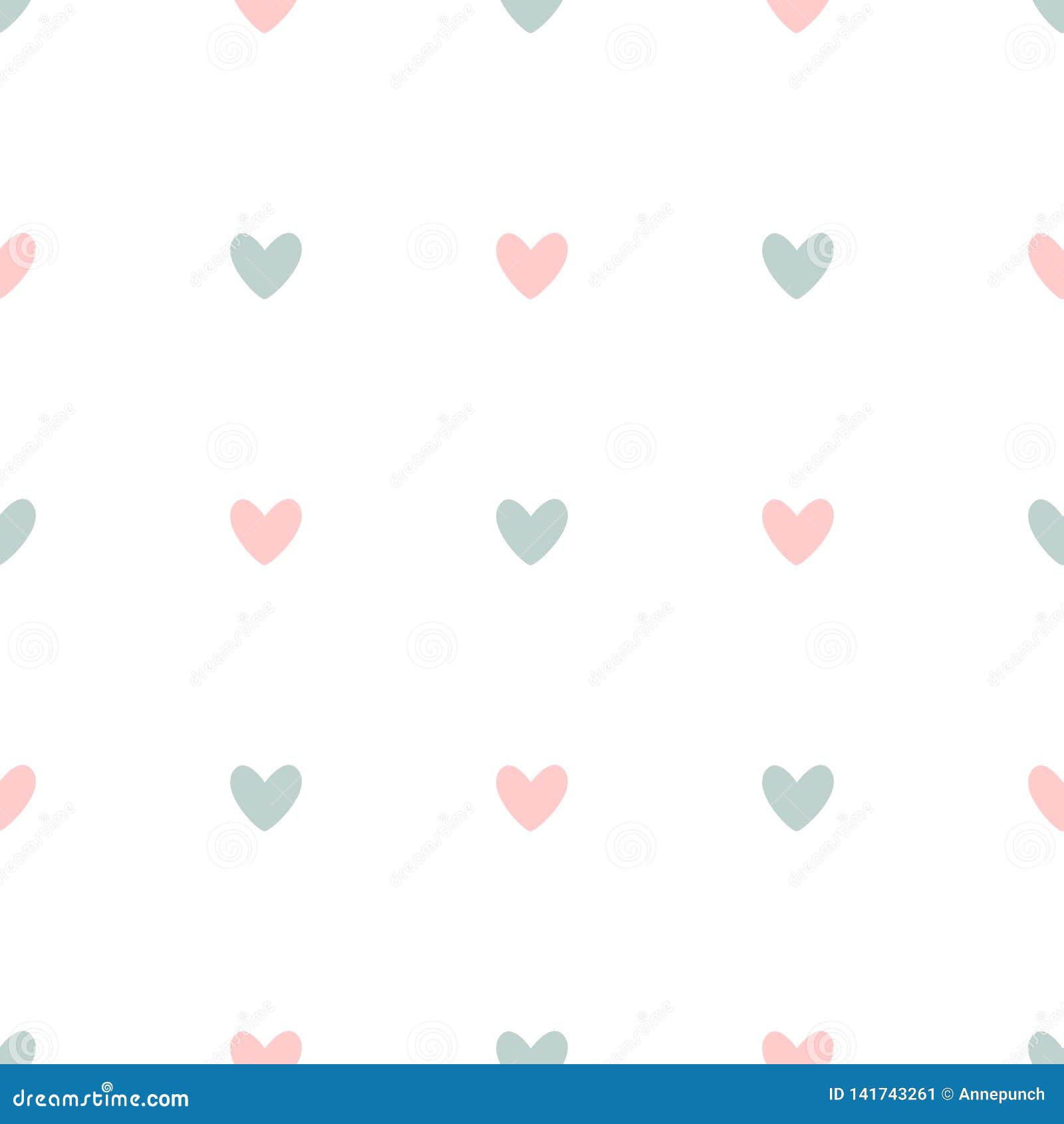 Repetitive Pink and Blue Hearts on White Background. Romantic Seamless ...