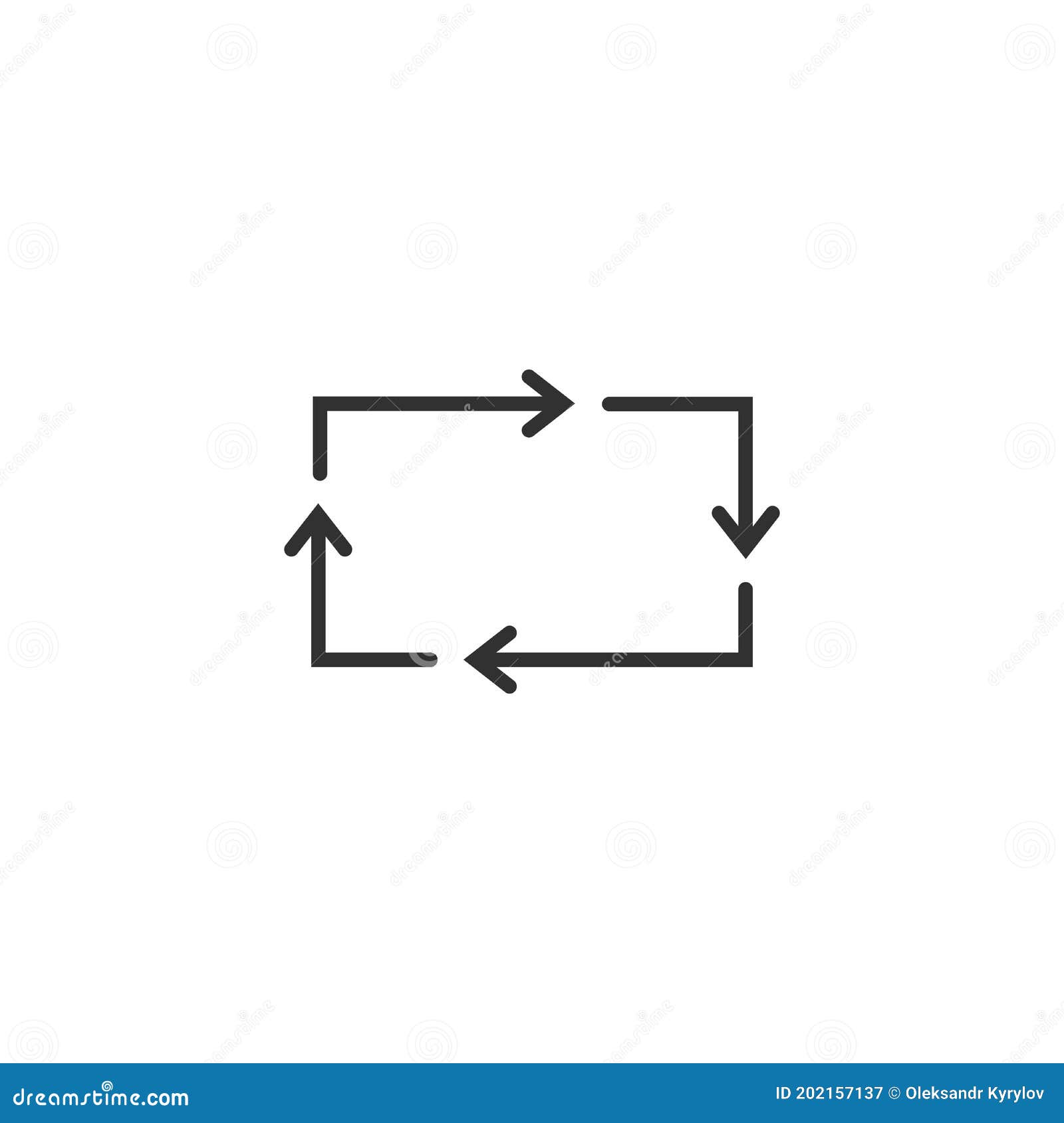 Repetitive Process Icon with Square Arrows Explanation. Sync Data ...