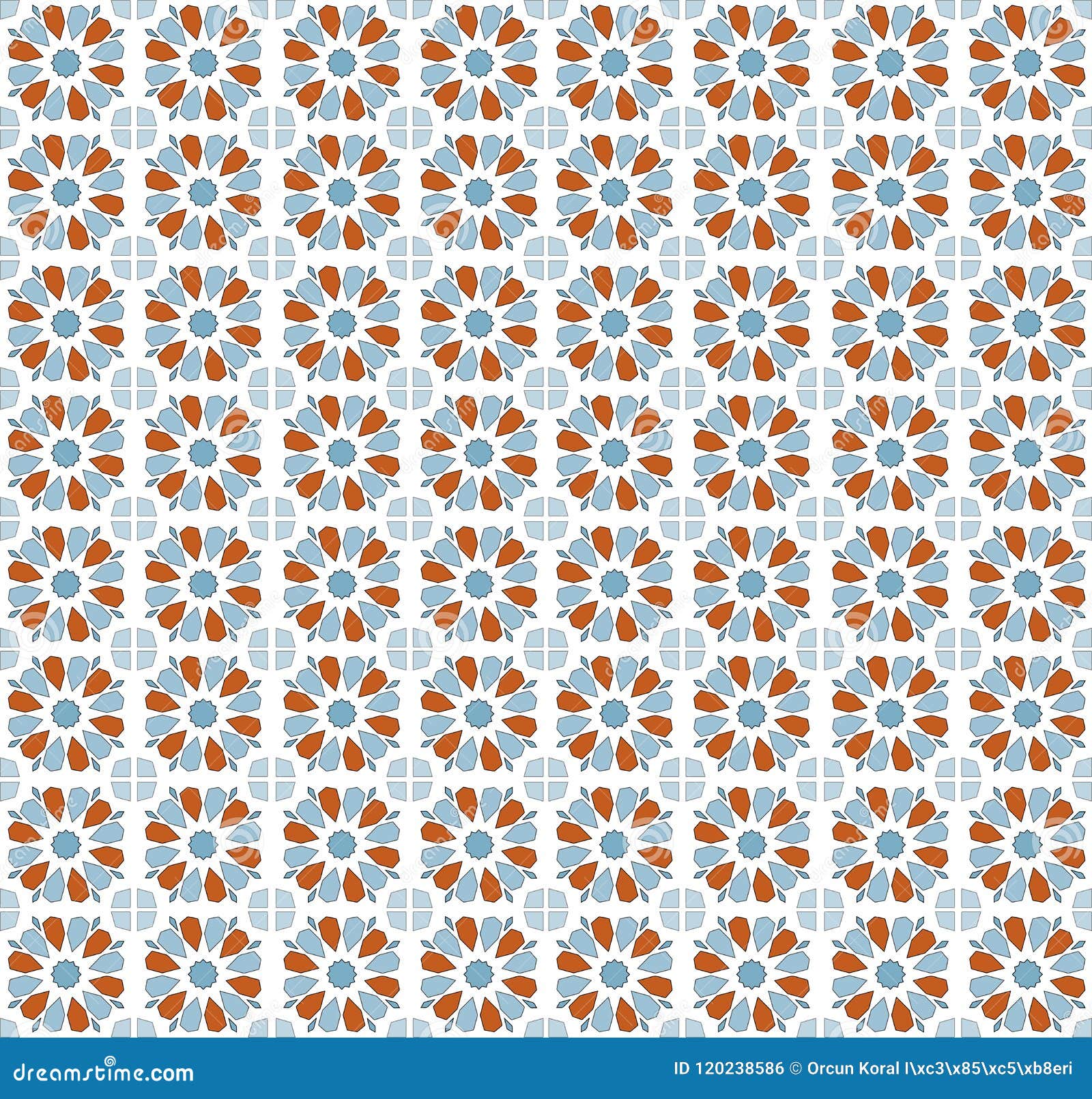 Repetitive Traditional Pattern on Metal Surface Orange and Blue Colored ...