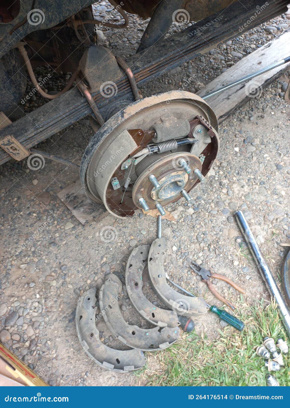 Replace Brake Shoe Rear Brake Car Stock Photo - Image of rear, brake ...