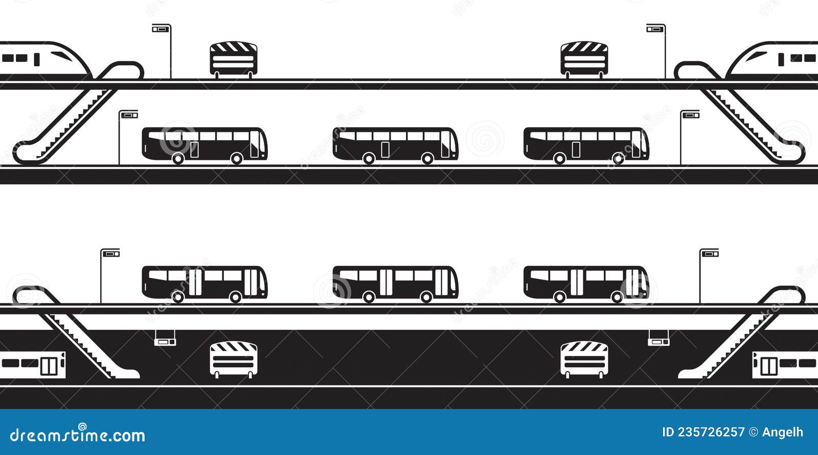 Replacement Buses between Railway Stations Stock Vector - Illustration ...