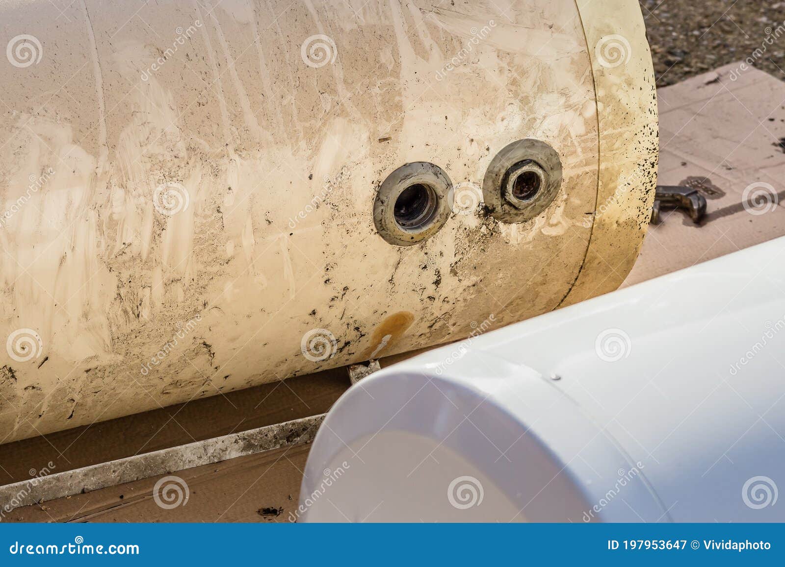 Replacement of Damaged Boiler Stock Image - Image of damaged, plumbing ...