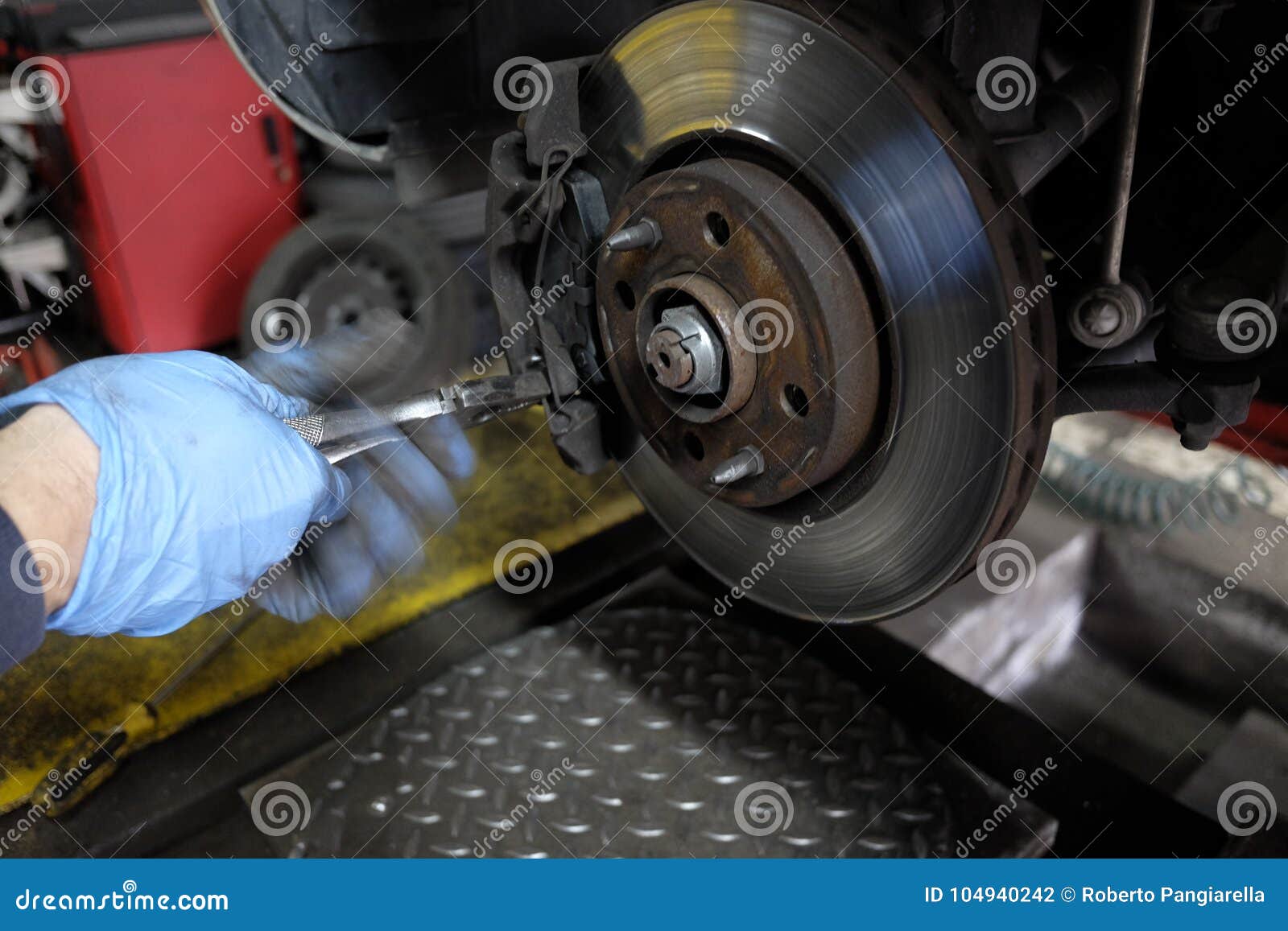 Replacement of disc brakes stock photo. Image of rotor - 104940242
