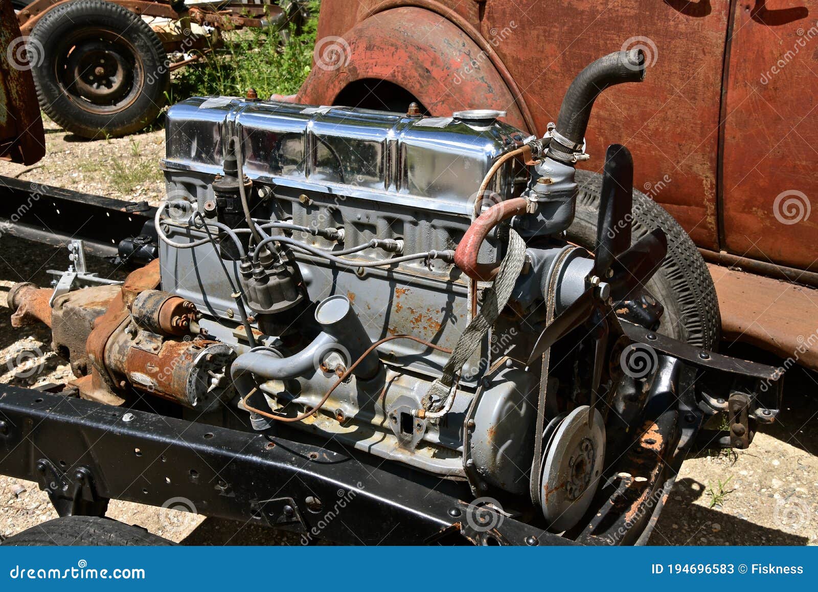 New Six Cylinder Engine on the Frame of a Vehicle Stock Image - Image ...