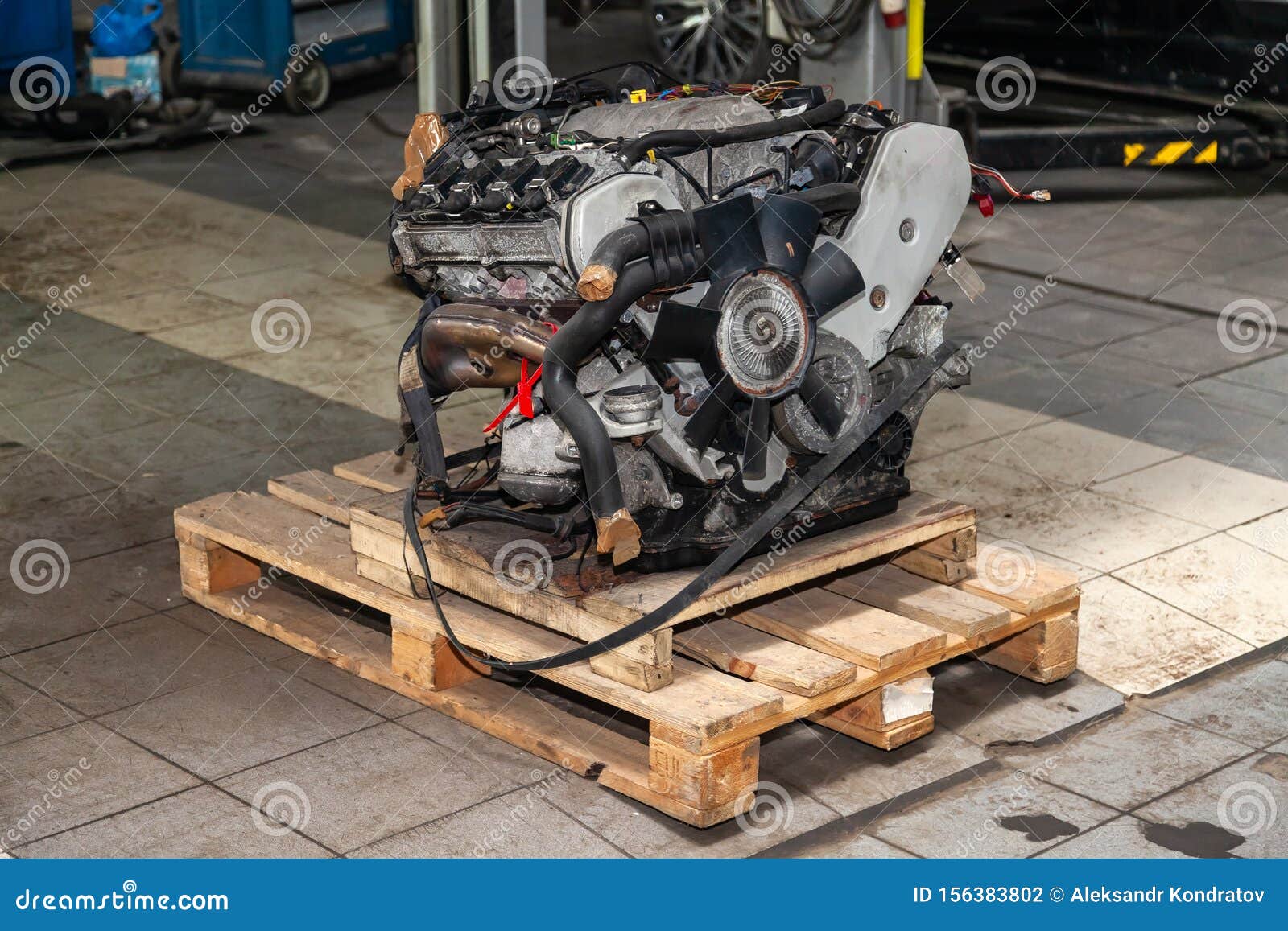 Replacement Engine Used on a Pallet Mounted for Installation on a Car ...