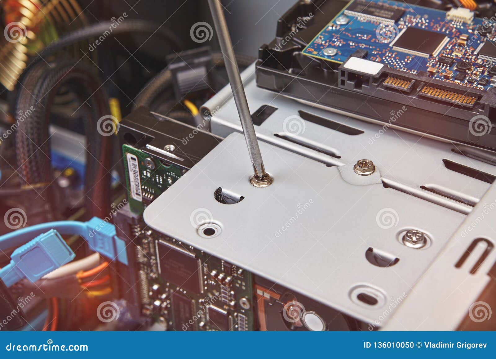 Replacement of Hard Drive of Unassembled Desktop PC Stock Photo - Image ...