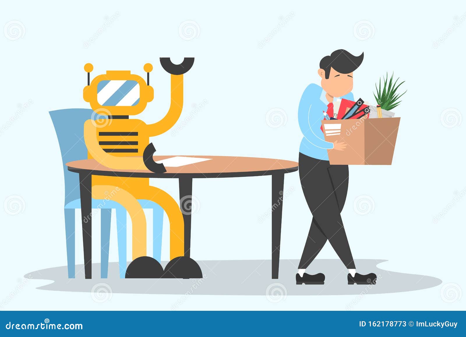 Replacement of Human in Office. Automation of Work Stock Illustration ...