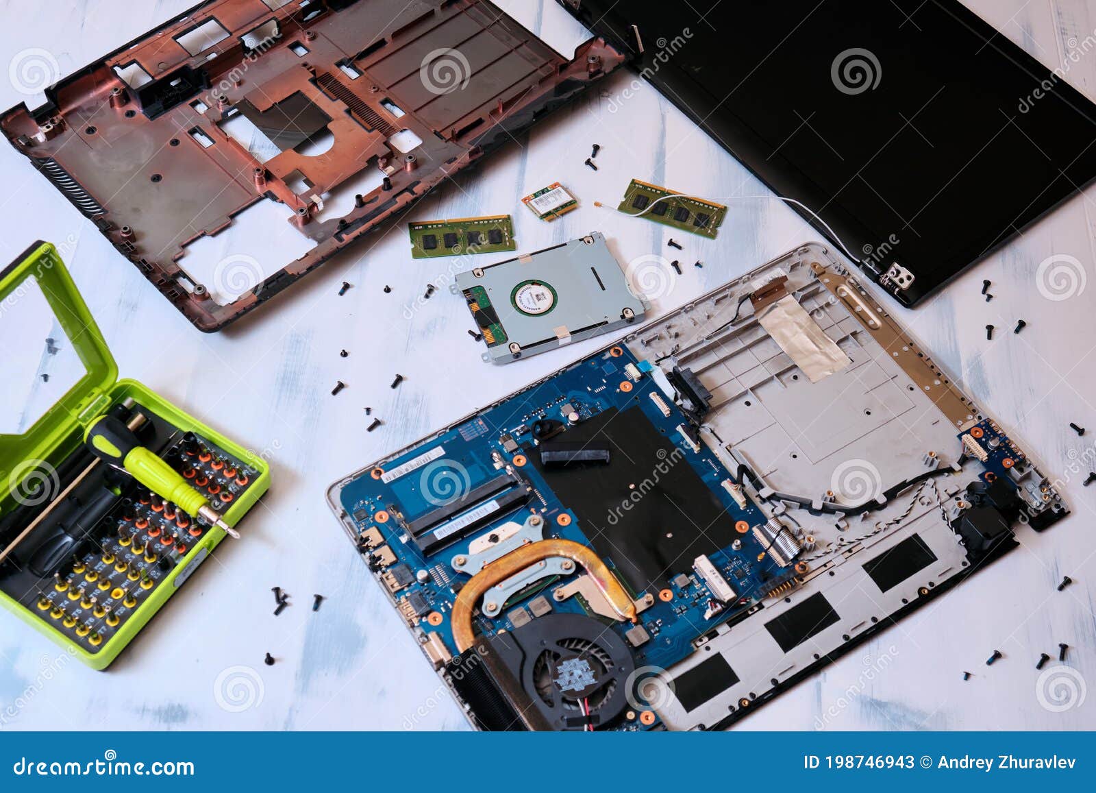 Replacement Parts, Hard Drive and Computer Screen, Top View ...