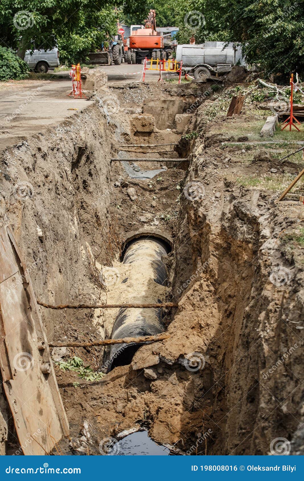 Replacement Of A Sewer Pipe Deep Under The Ground Royalty-Free Stock ...