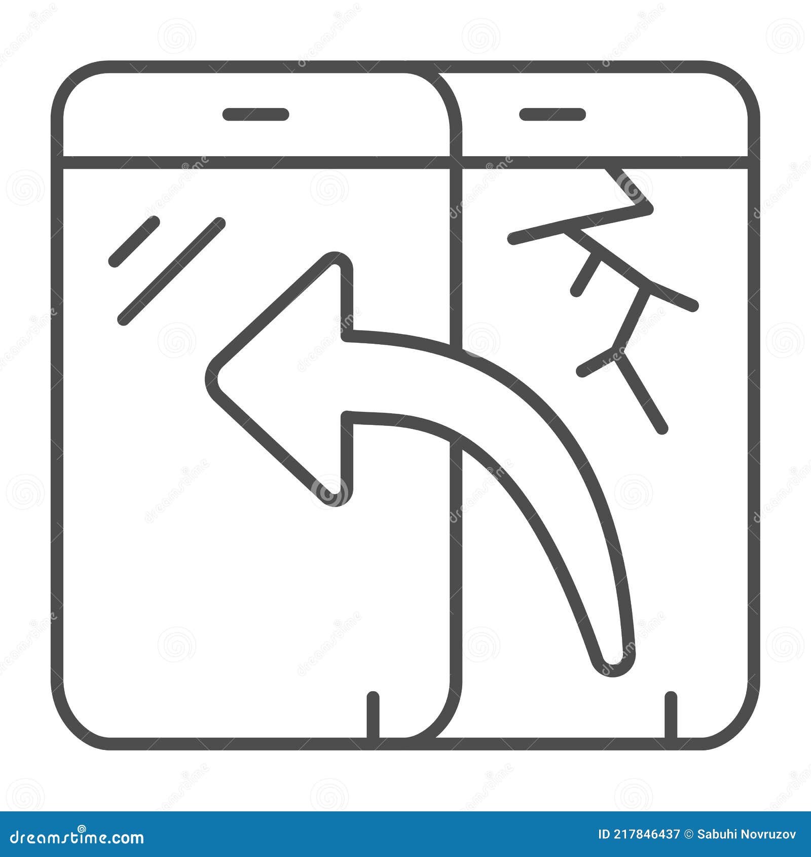 Replacement Touch Screen Thin Line Icon Pcrepair Concept Broken New Screen Vector Sign On