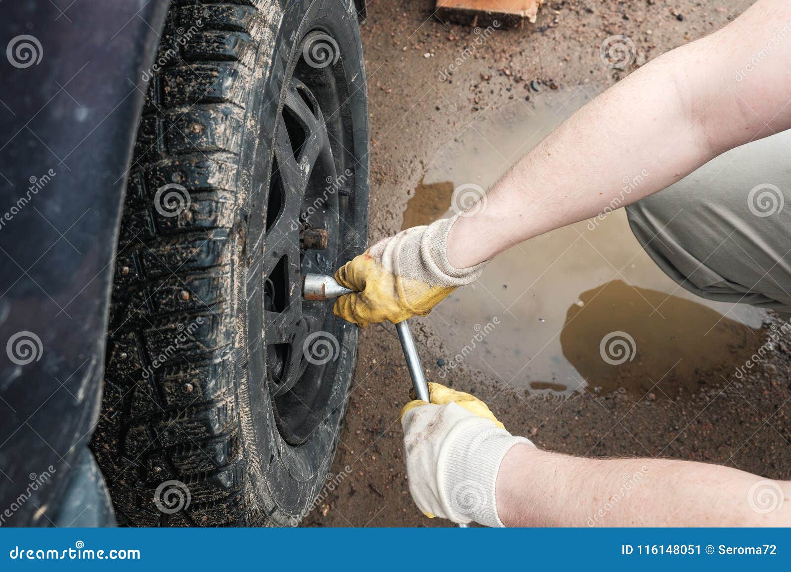 Replacement Wheels in the Car Stock Image - Image of inspection, tool ...