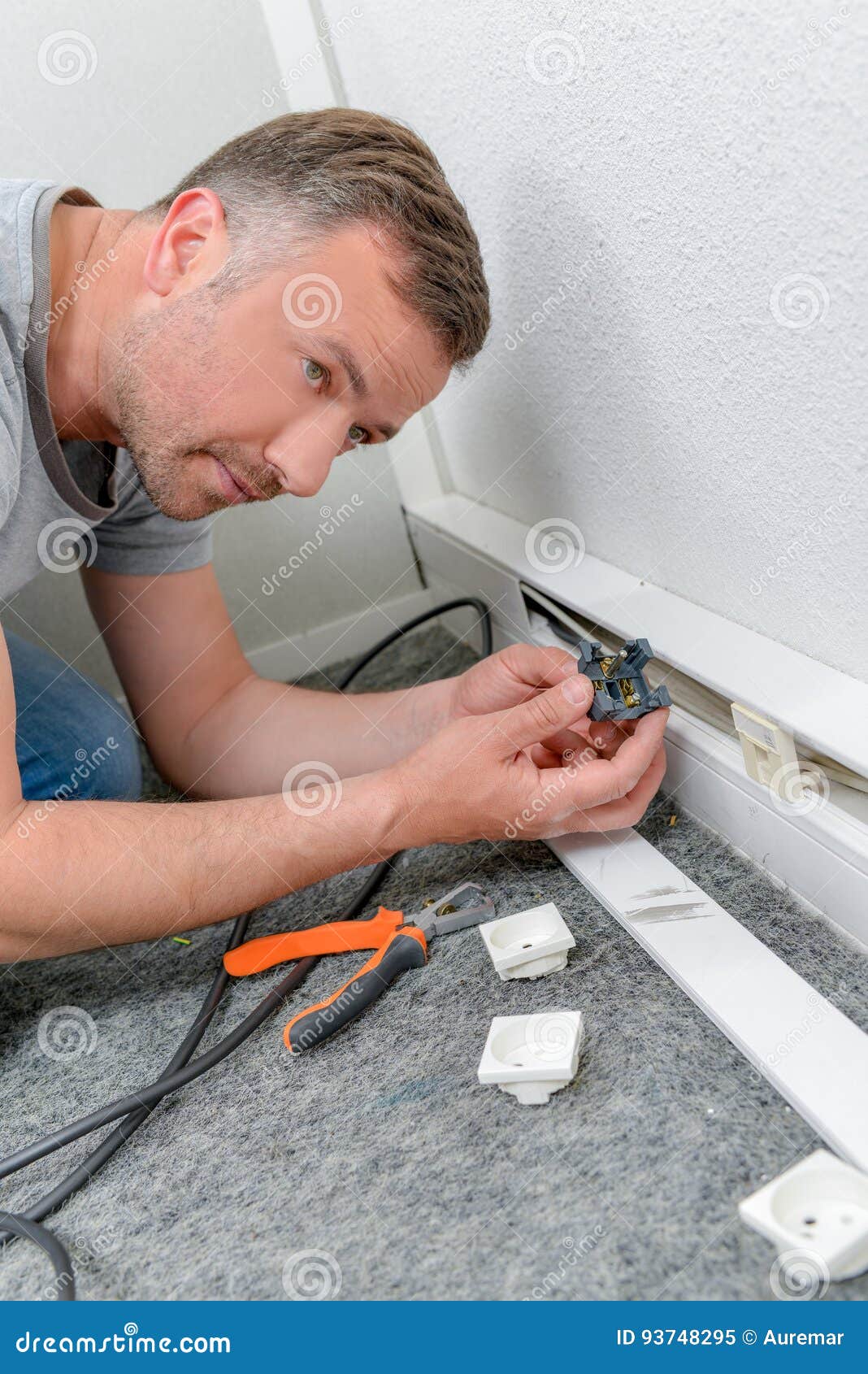 Replacing Broken Wall Socket Stock Image - Image of conservation ...
