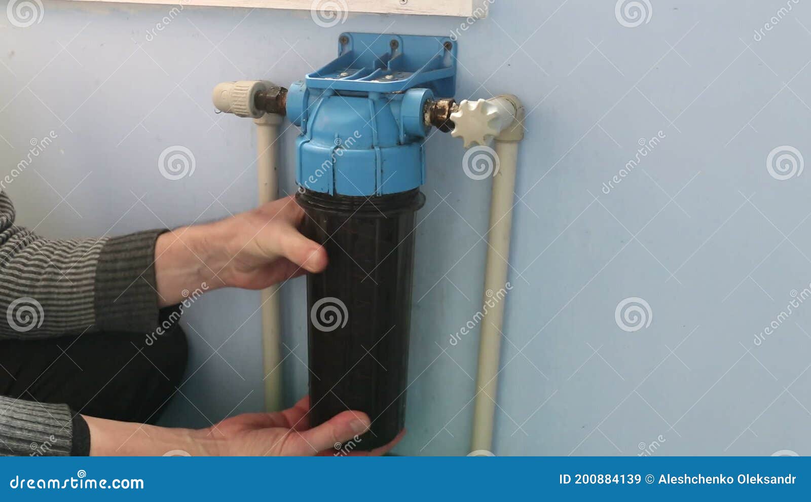 Replacing a Dirty Water Filter. Stock Video - Video of machine, hand ...