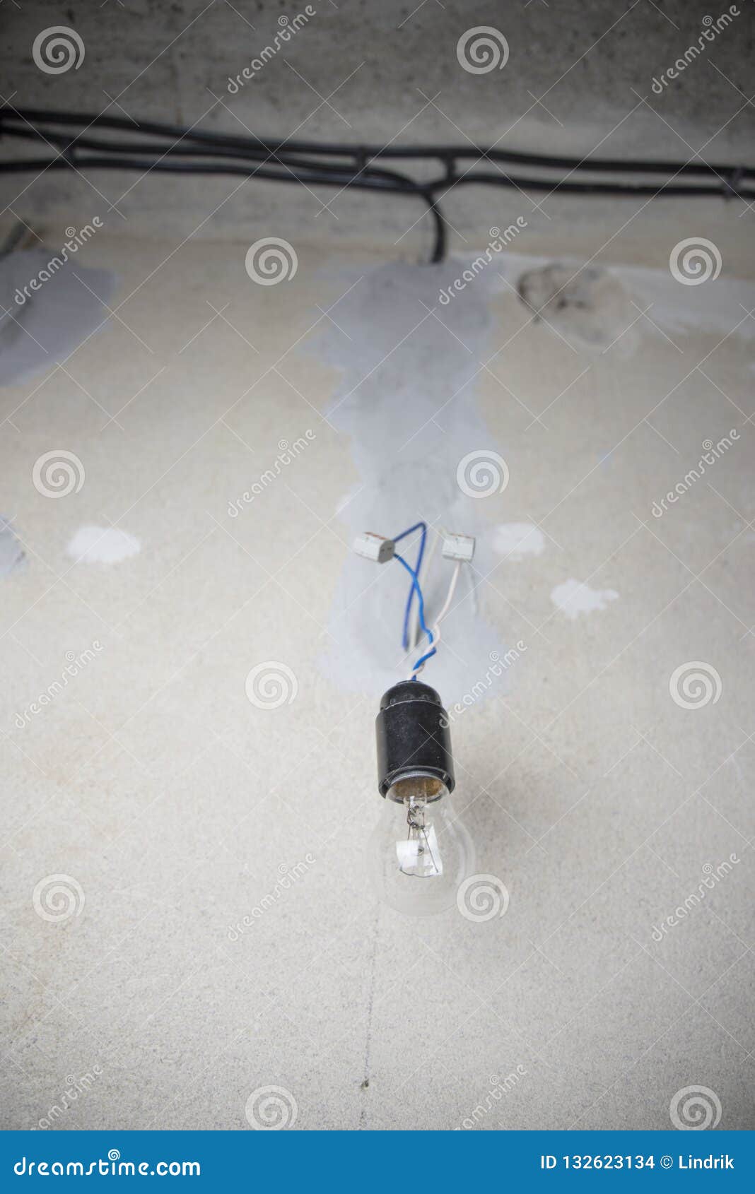 Replacing the Electric Lamp on the Ceiling Stock Photo - Image of ...