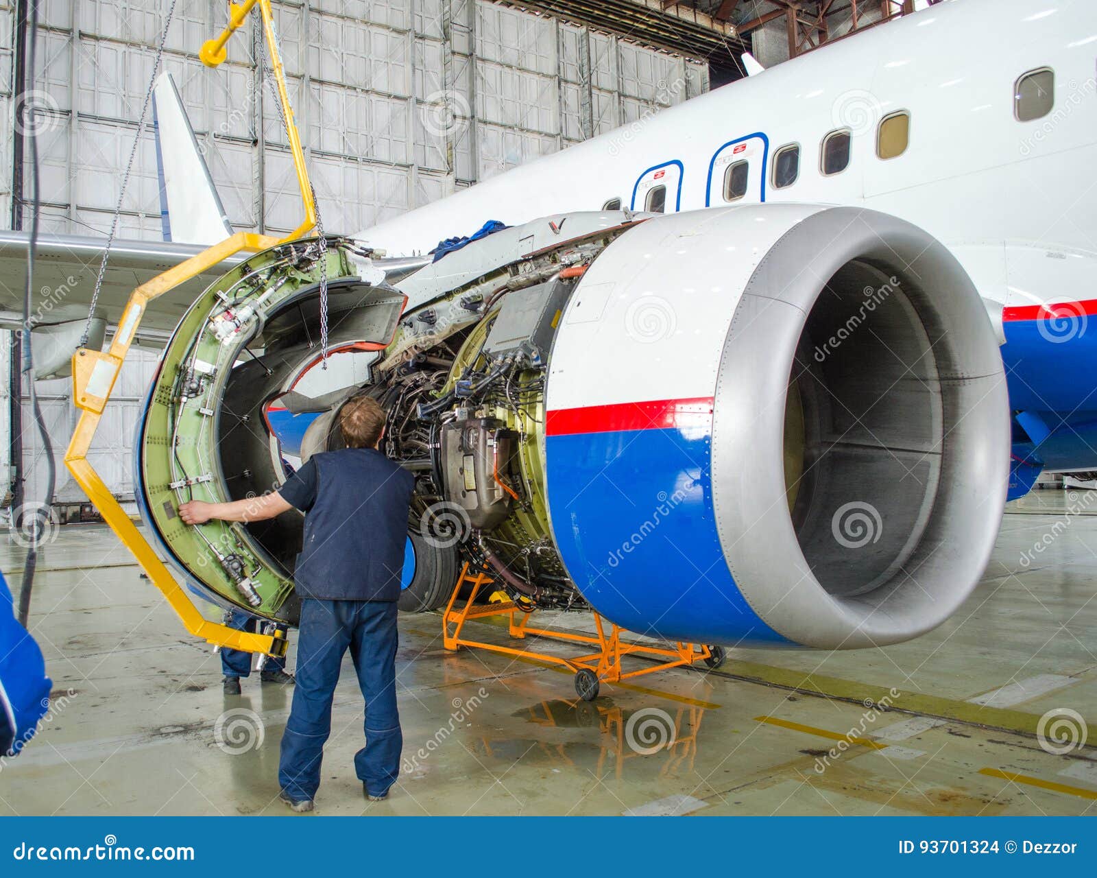 Replacing the Engine on the Plane, Working People Tap. Concept ...