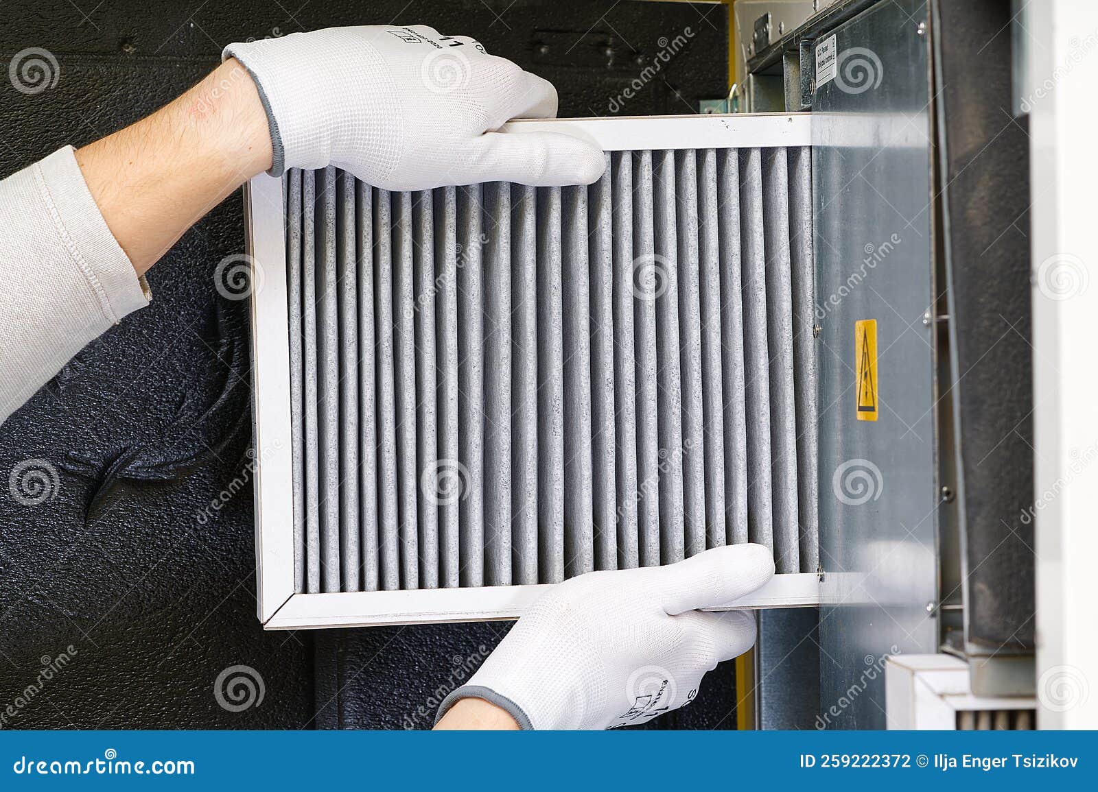 Replacing Filter in the Central Ventilation System. Hvac Filter ...