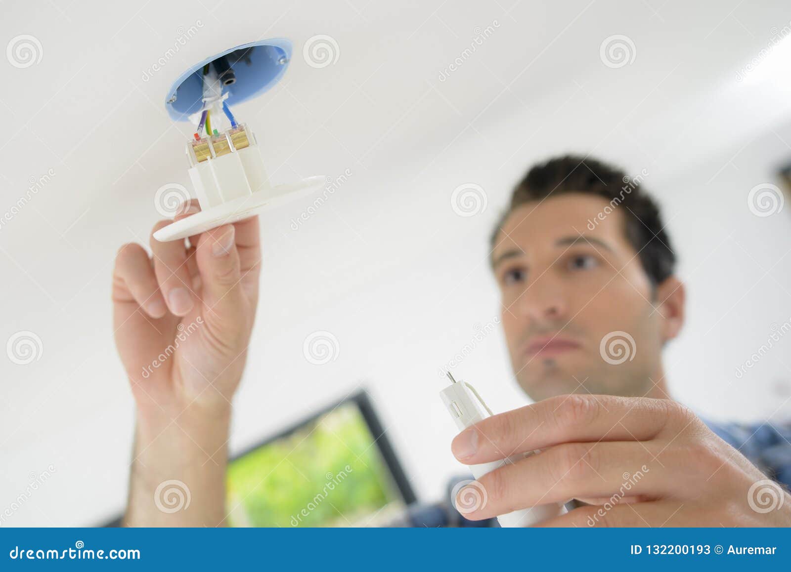 Replacing a light switch stock image. Image of working - 132200193