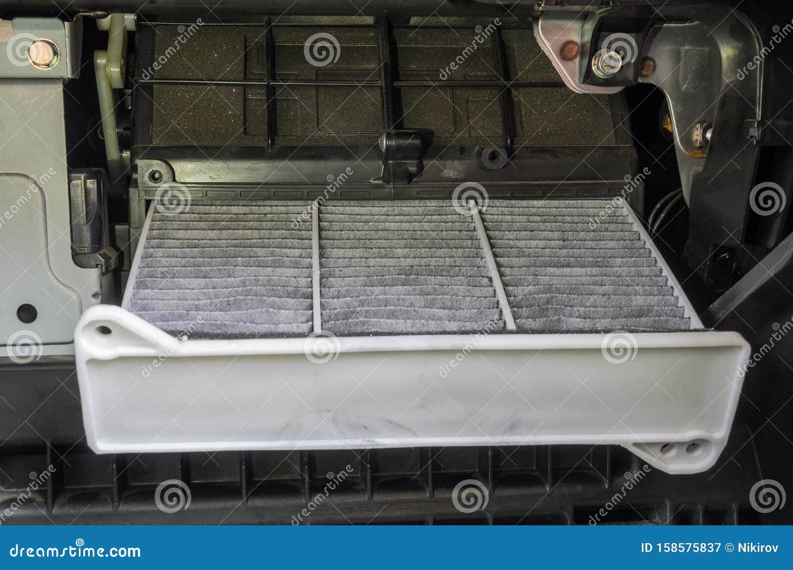 Replacing an Old Dirty Car Filter with a New Clean One Stock Image ...