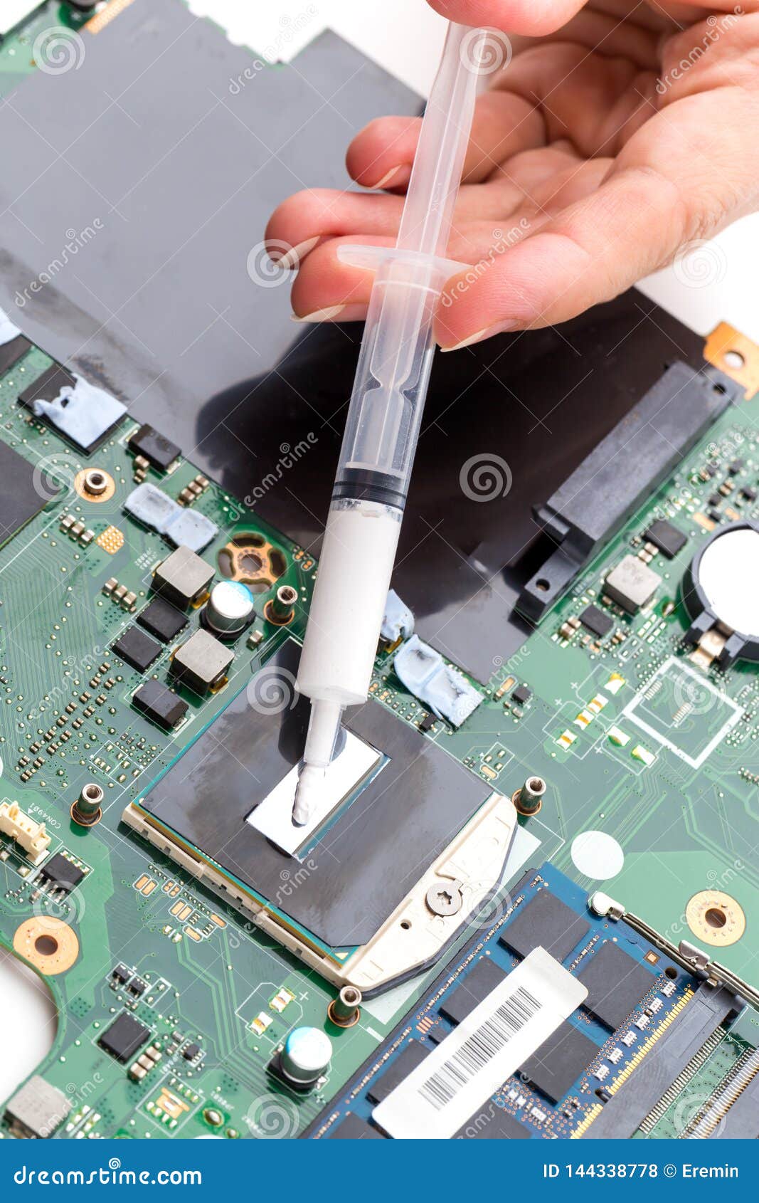 Replacing Thermal Paste on a Laptop. Stock Photo - Image of grey ...