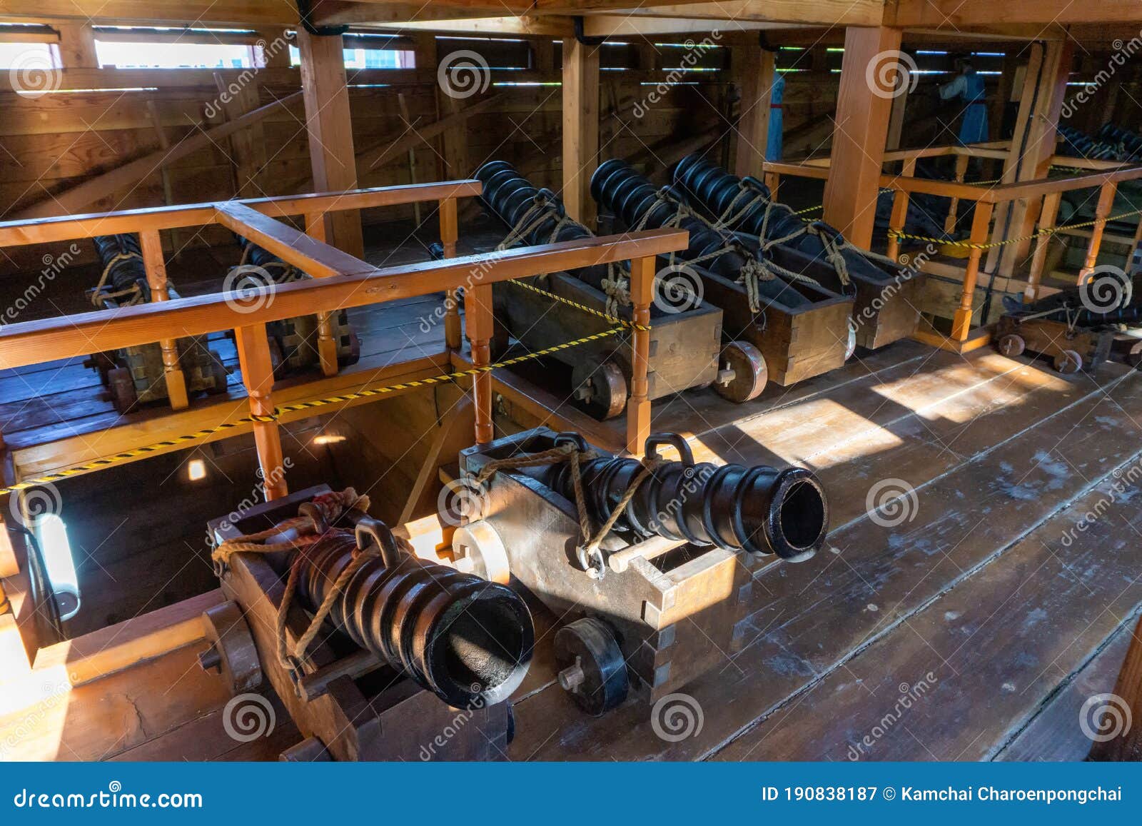 Replica of Ancient Cannon Inside Geobukseon or Korean Traditional ...